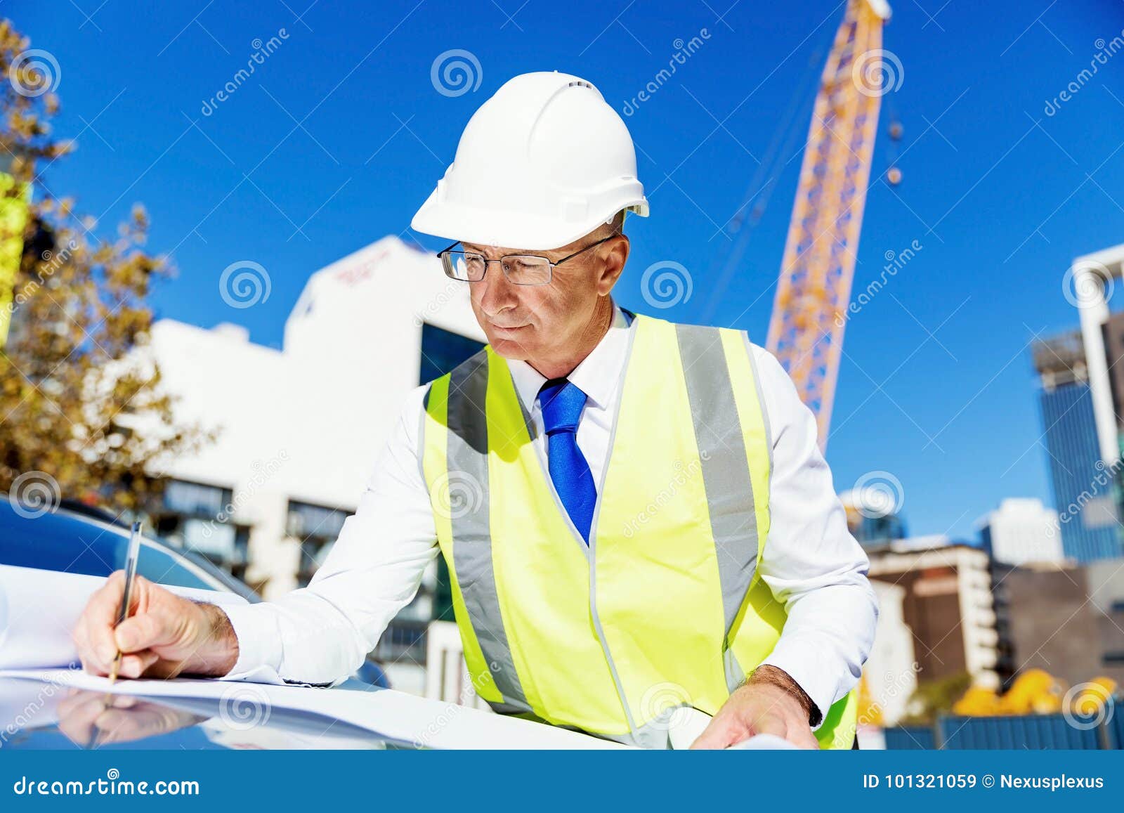 Engineer Builder at Construction Site Stock Image - Image of foreman ...