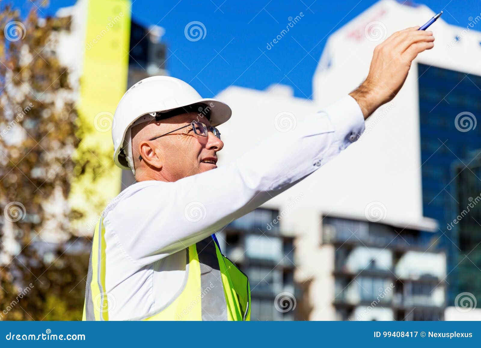 Engineer Builder at Construction Site Stock Image - Image of outdoors ...