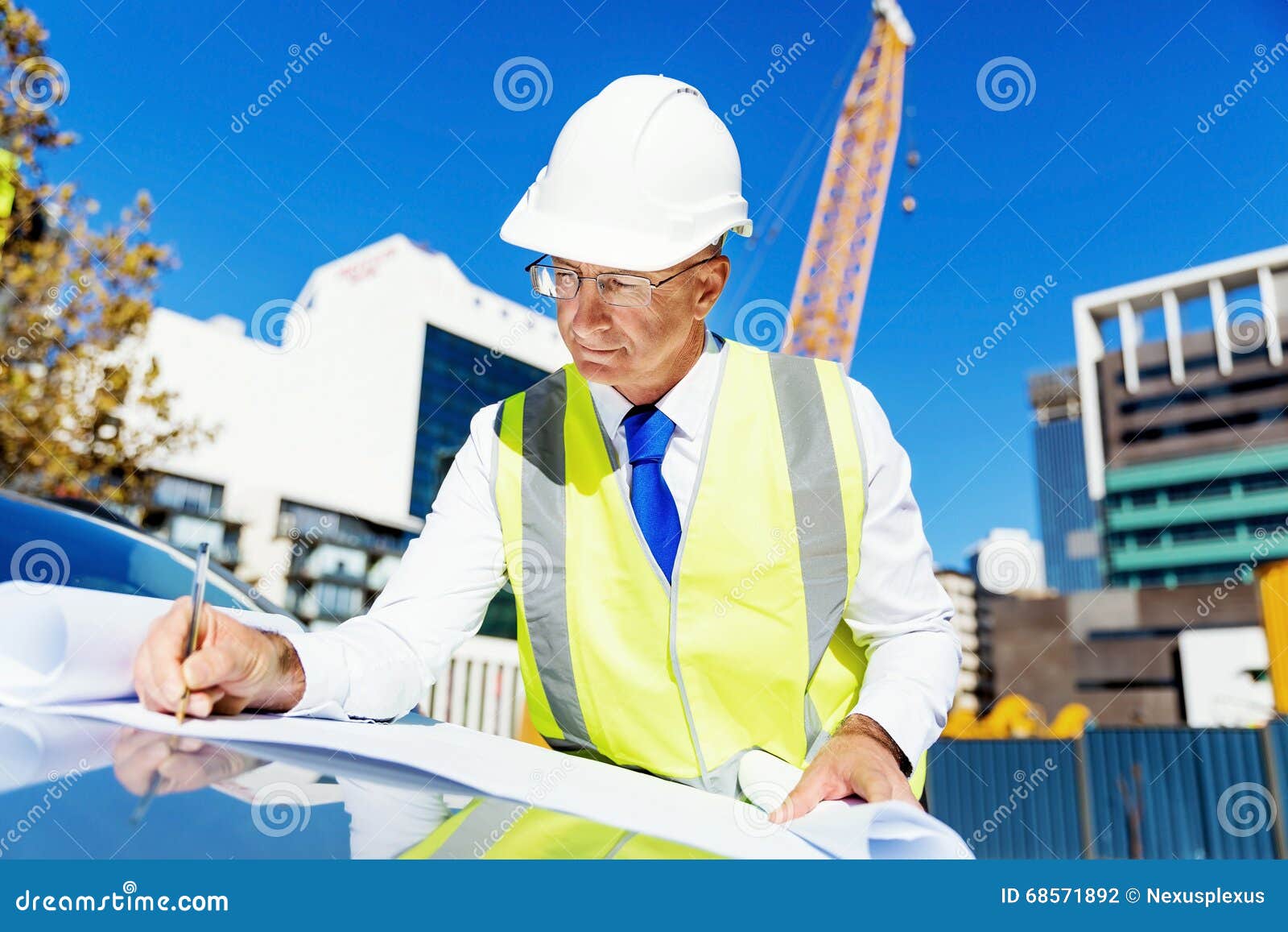 Engineer Builder At Construction Site Stock Photo - Image of builder ...