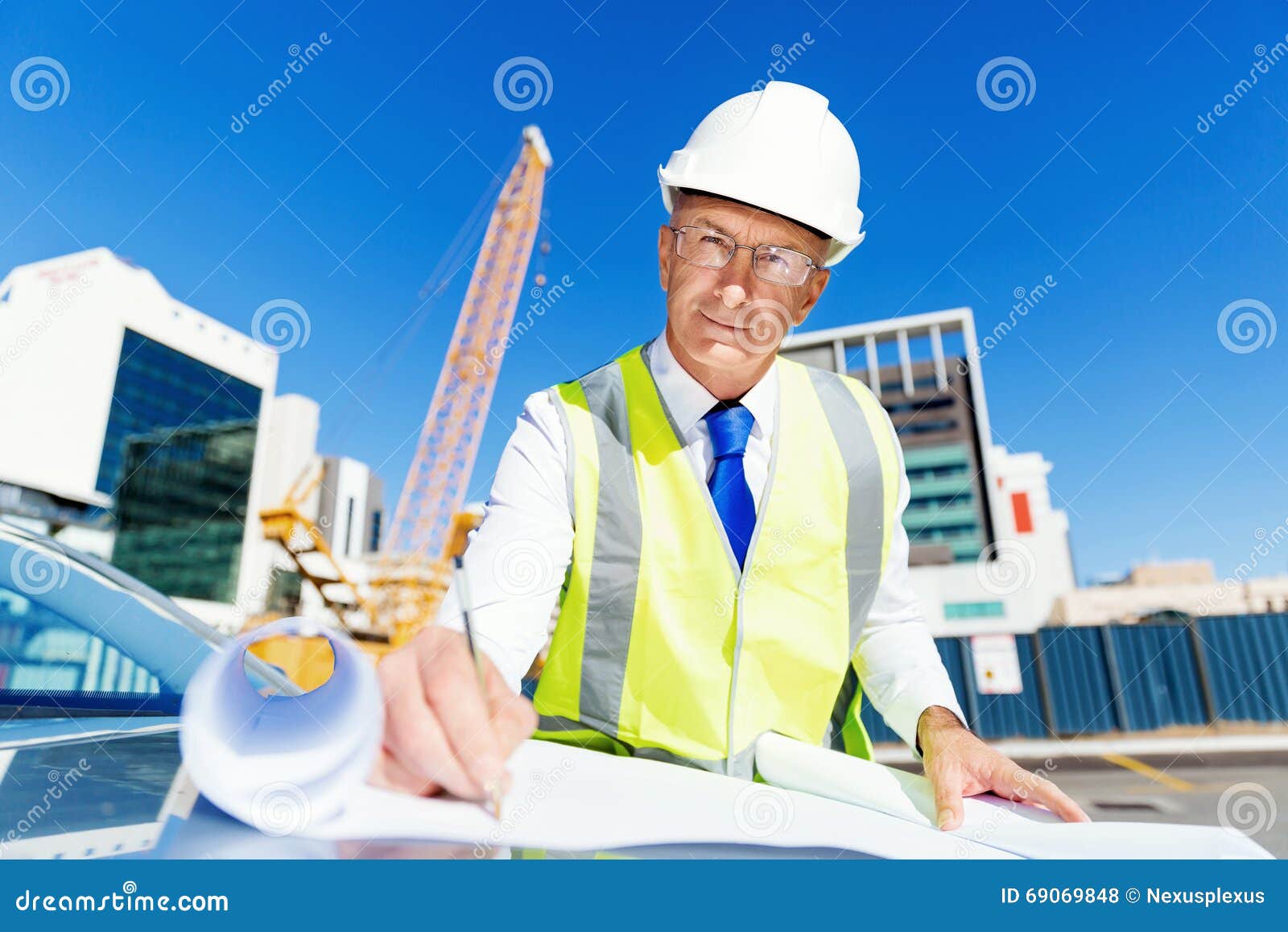 Engineer Builder at Construction Site Stock Photo - Image of foreman ...