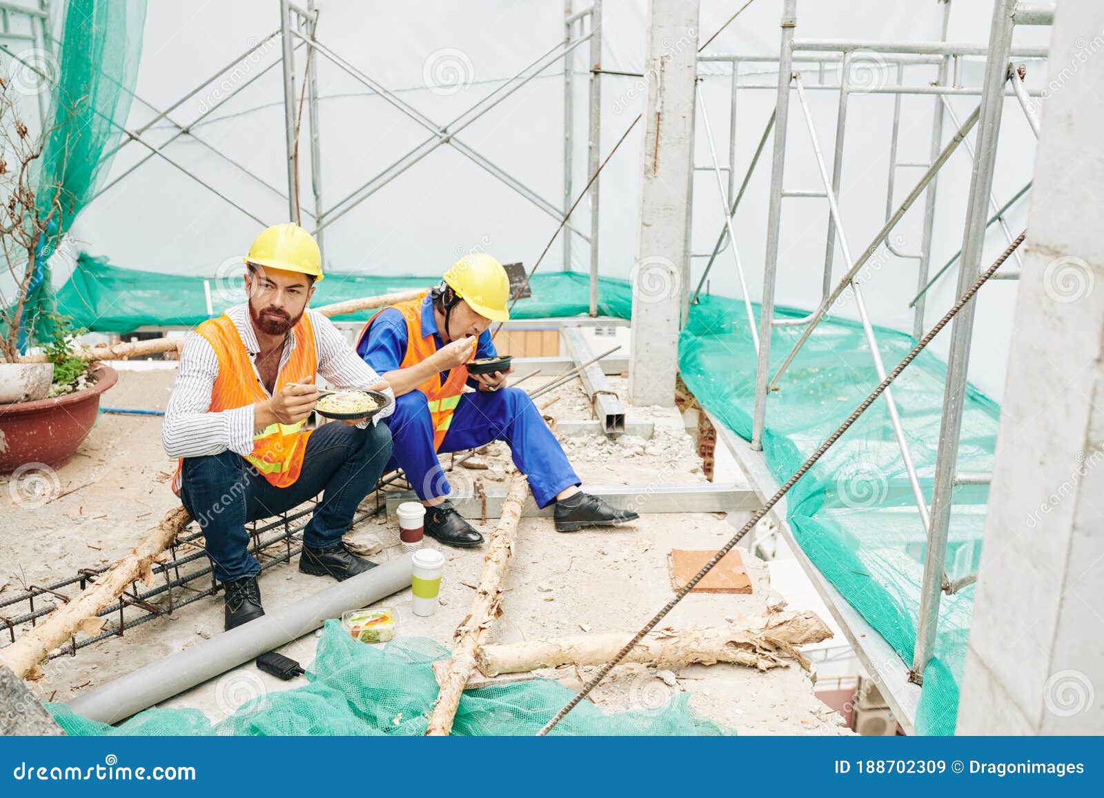 Lunch Break at Construction Site Stock Image - Image of development ...