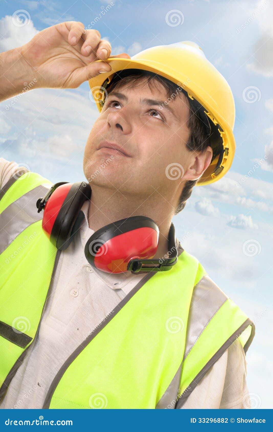 Engineer or Builder Looking Up at Progress Stock Photo - Image of ...