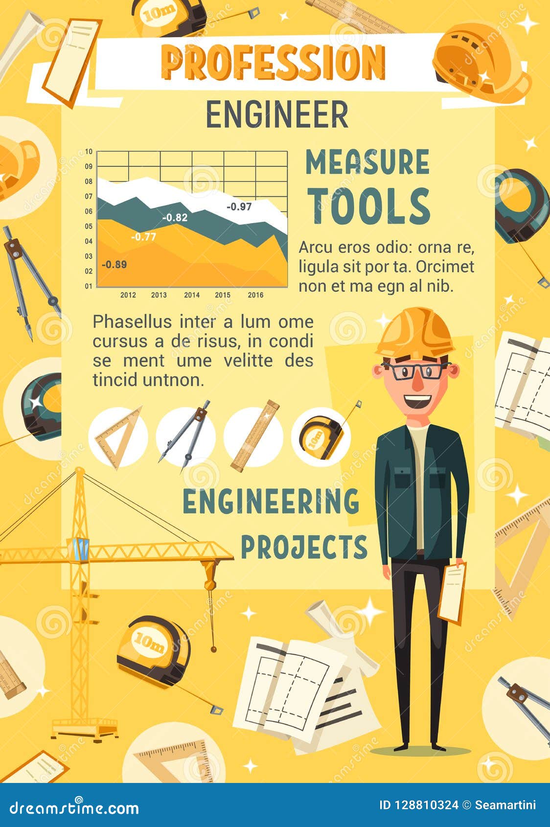 Engineer or Builder Man, Industrial Tools Stock Vector - Illustration ...
