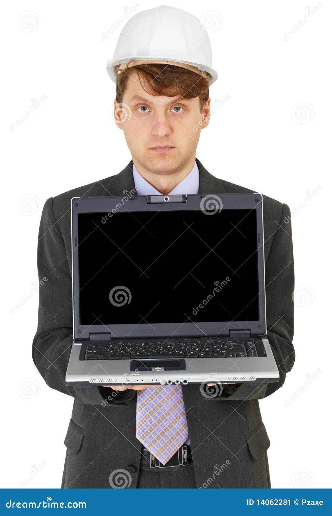 Engineer - Builder Shows a Computer Screen Stock Image - Image of ...