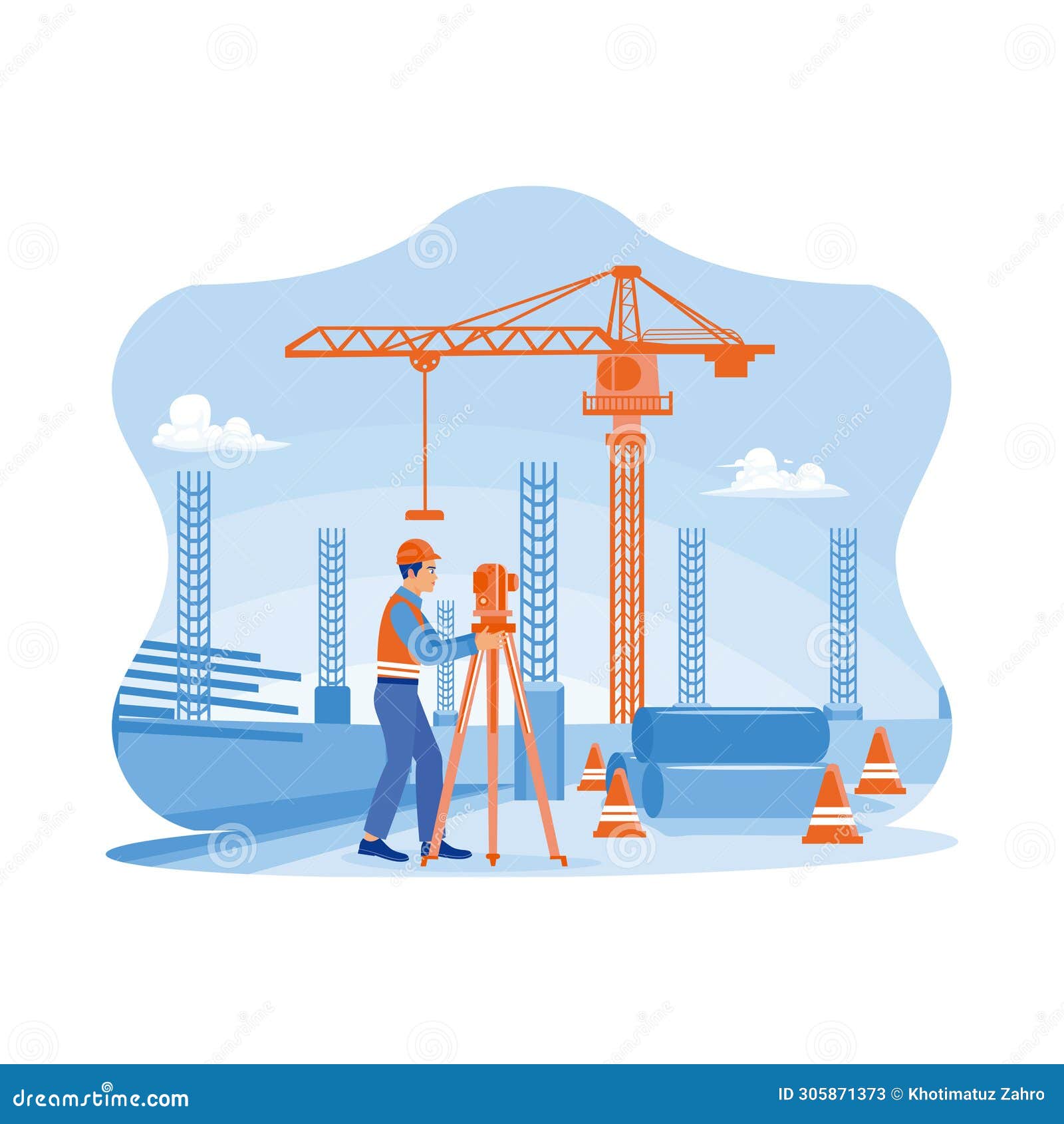 Engineer Builder Surveyor with Theodolite Transit Equipment at the ...