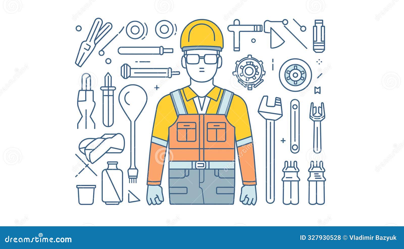 Engineer Builder with Various Tools Illustration, a Builder Engineer ...