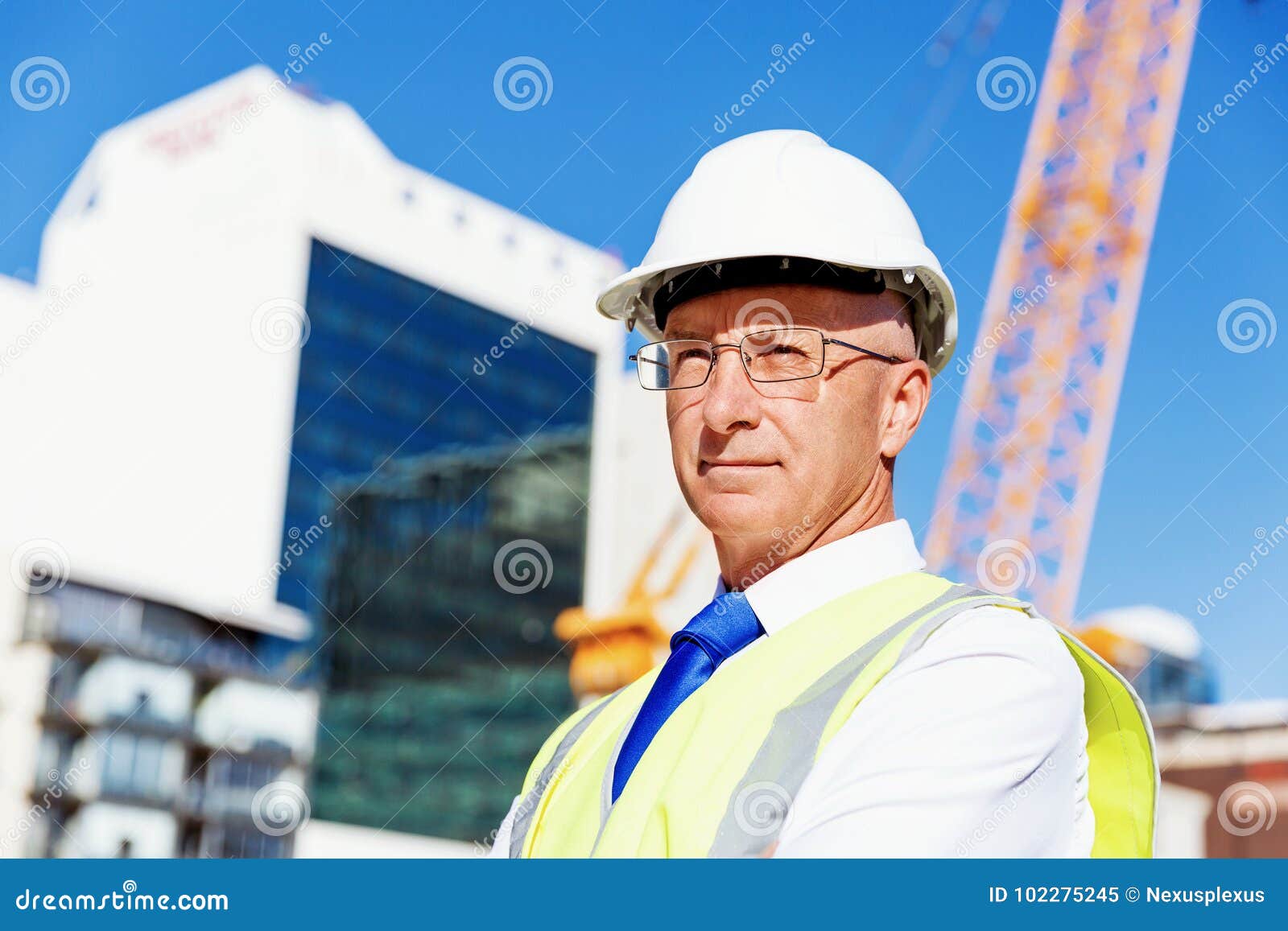 Engineer Builder at Construction Site Stock Image - Image of safety ...