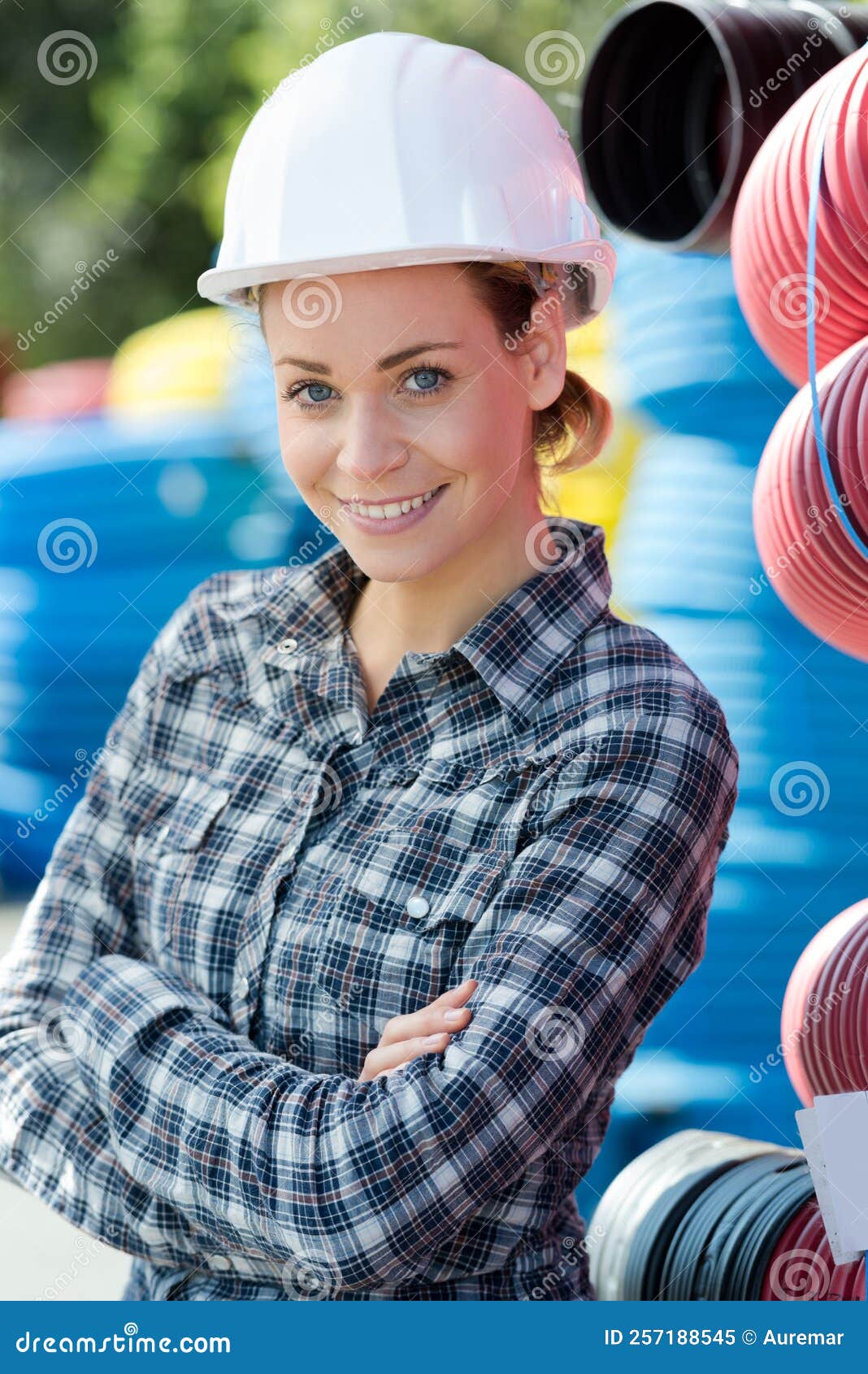 Engineer Builder Woman Outdoors Stock Image - Image of highlights ...
