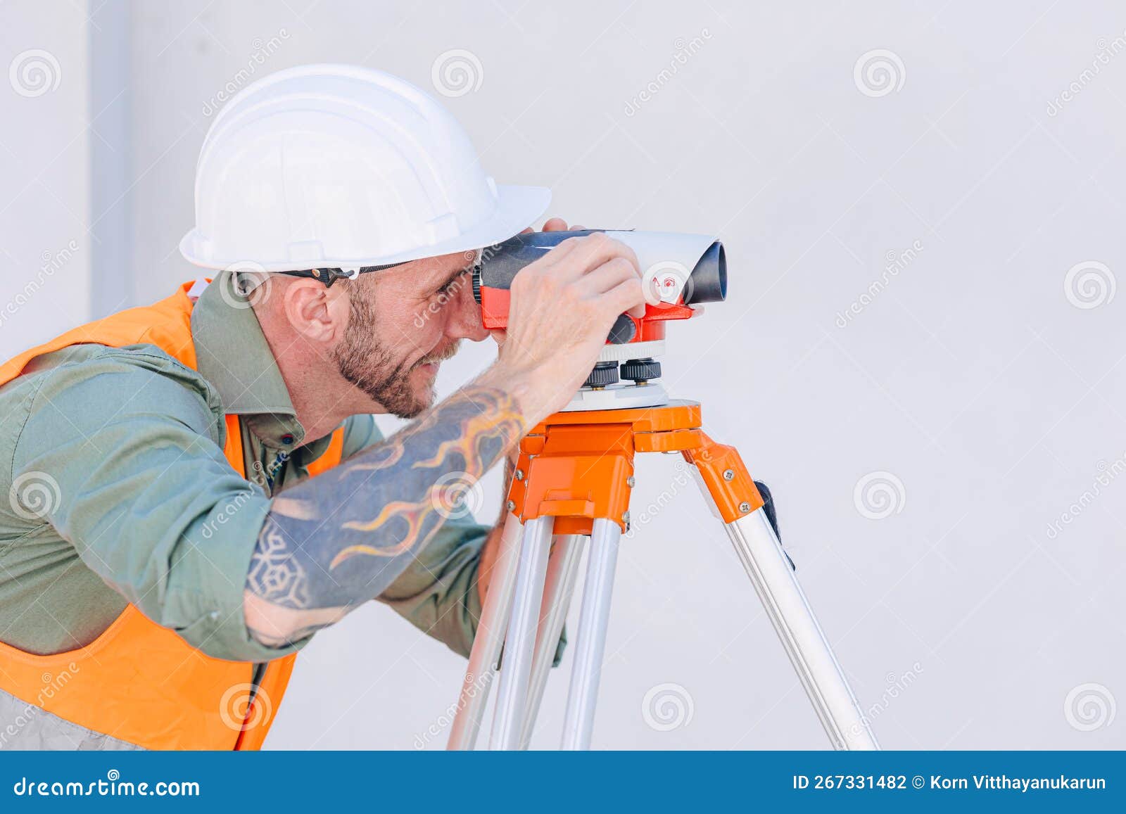 Engineer Builder Working with Auto Level Camera Look Aim Levelling ...