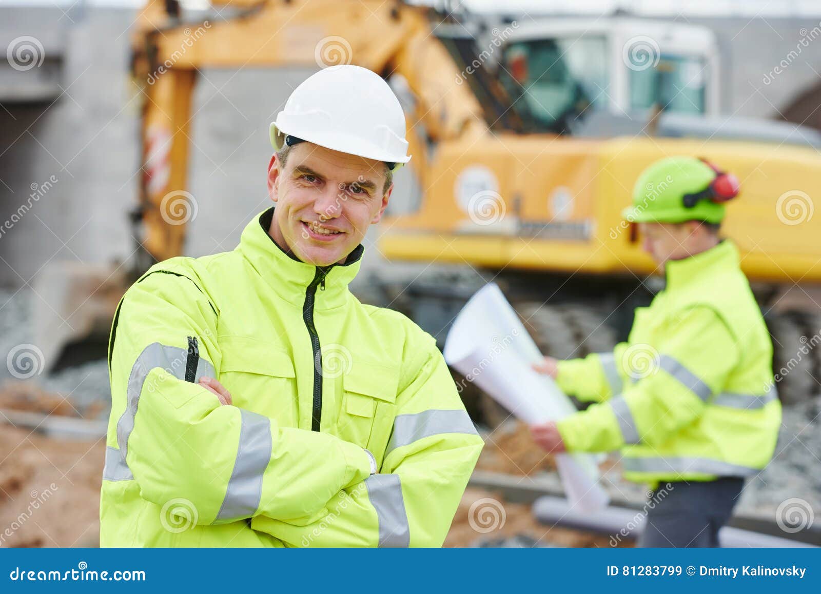 Engineer Builders at Construction Site Stock Image - Image of boss ...