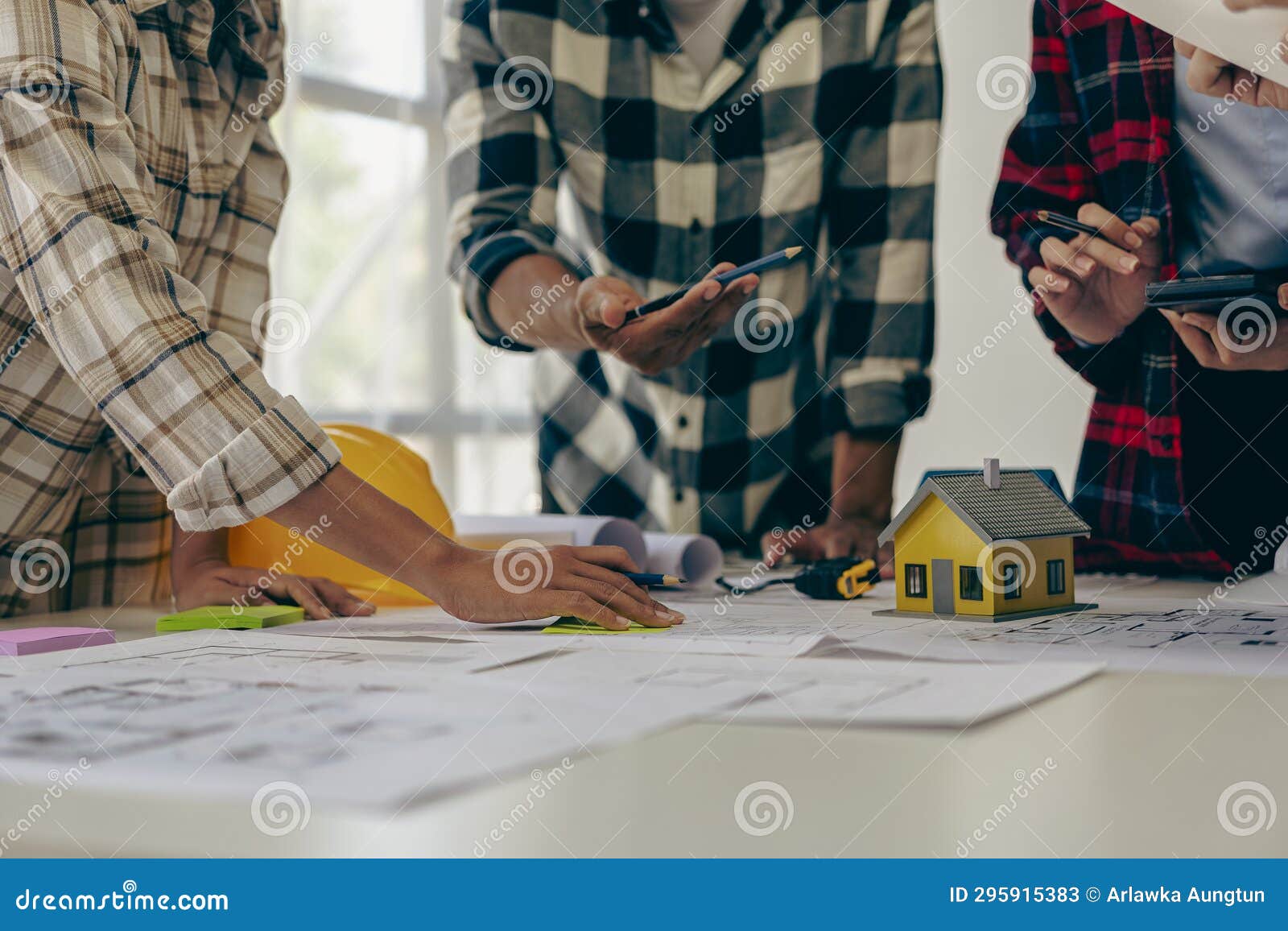 Engineer and Businessman Discussing Construction Project in Office ...