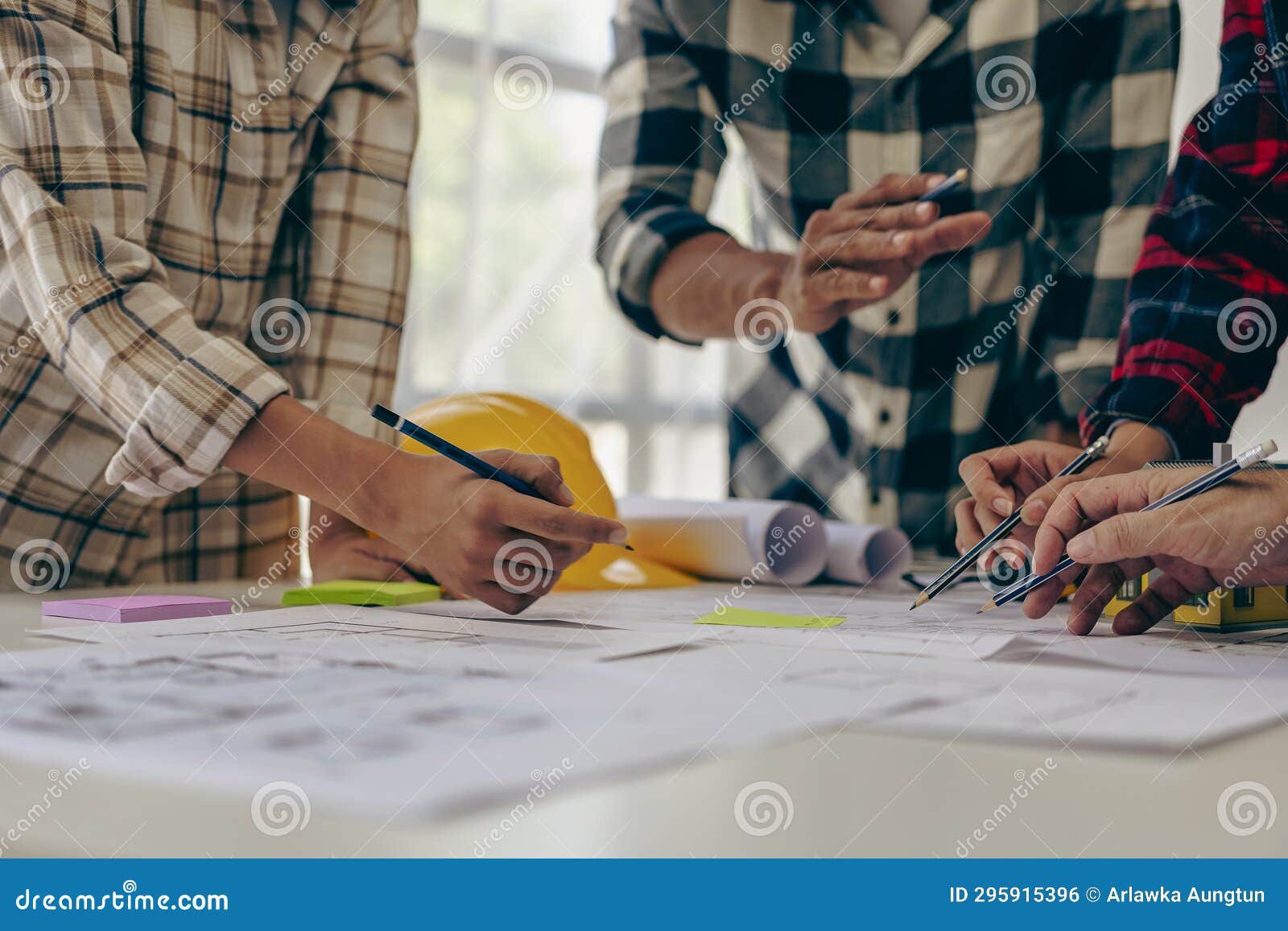 Engineer and Businessman Discussing Construction Project in Office ...