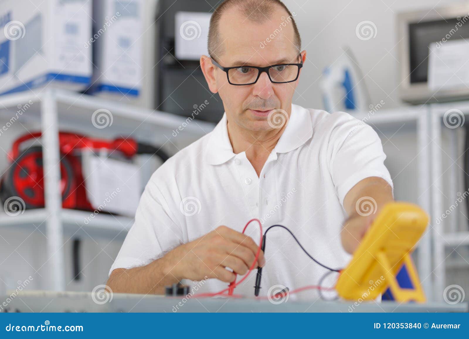 Engineer Calibrating a Machine Stock Photo - Image of hand, calibrating ...