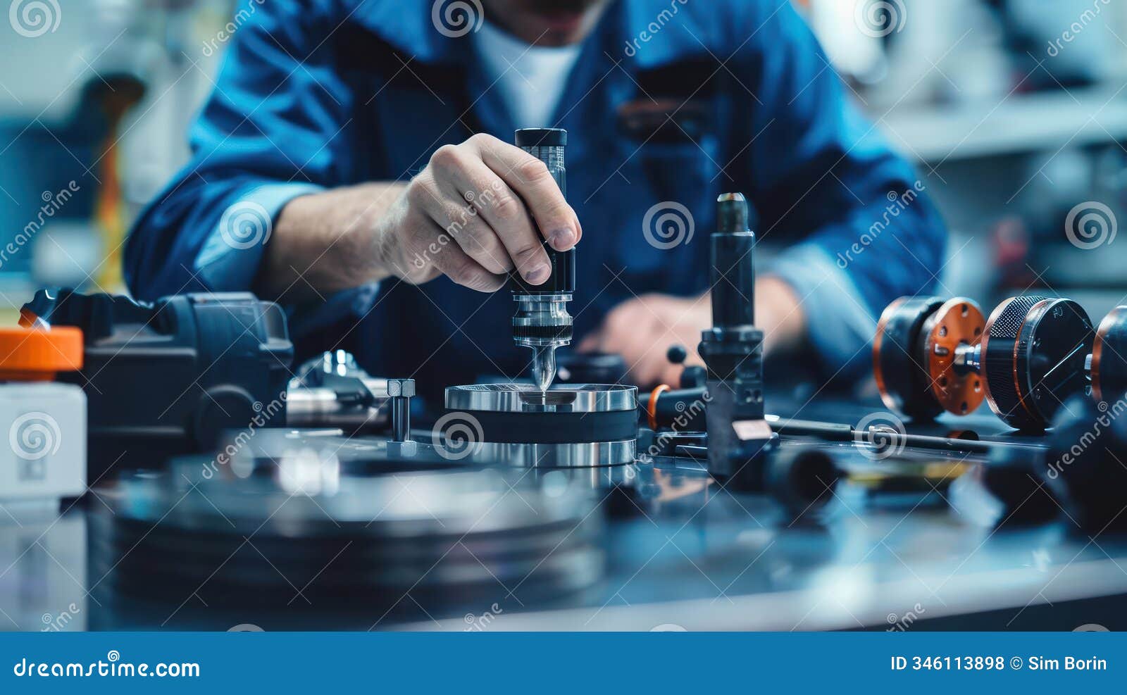 Engineer Calibrating Measurement Tools for Quality Control Stock ...
