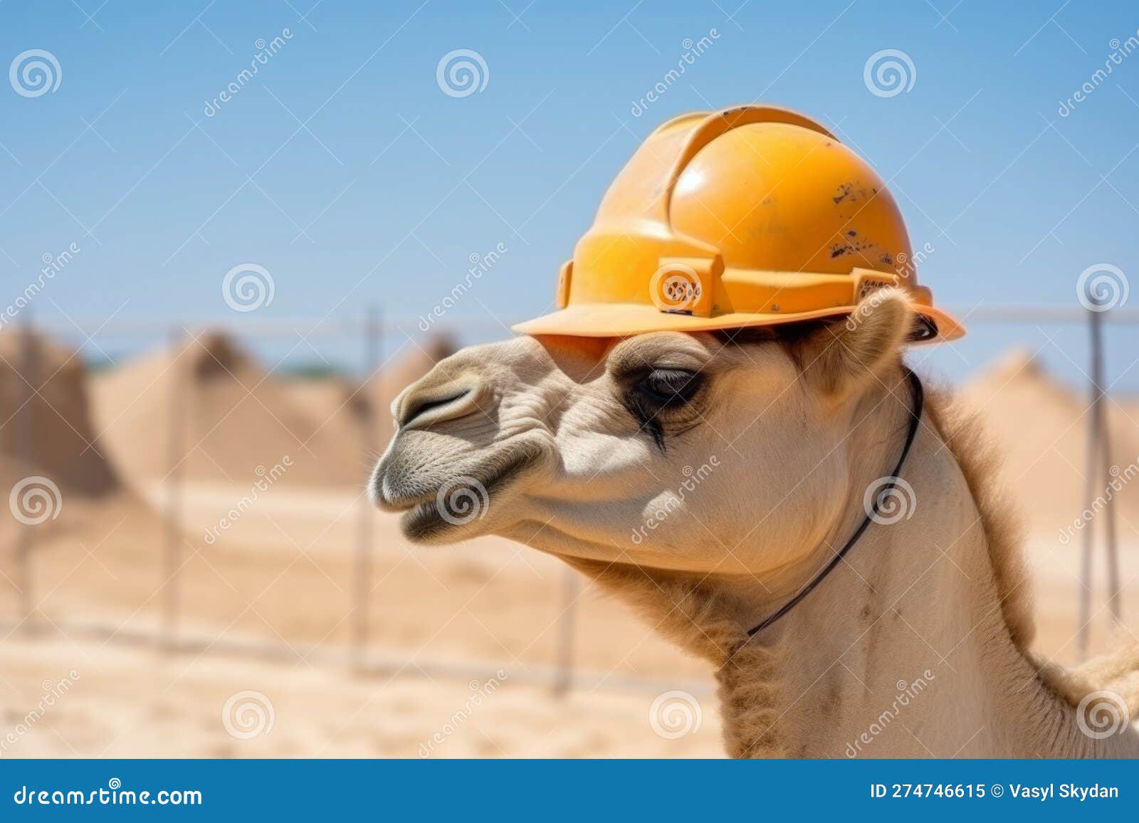 Engineer Camel in a Work Helmet on a Construction Site. Construction of ...