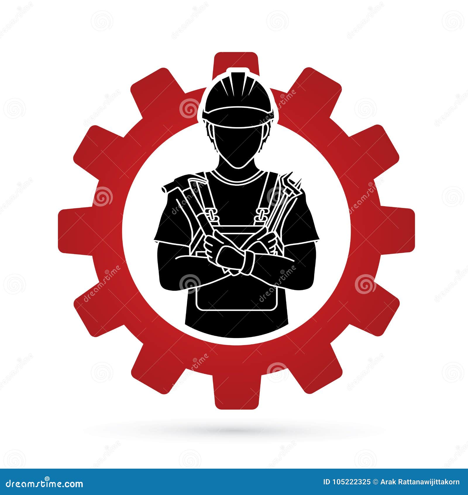 Engineer Cartoon Front View Graphic Vector Stock Vector - Illustration ...