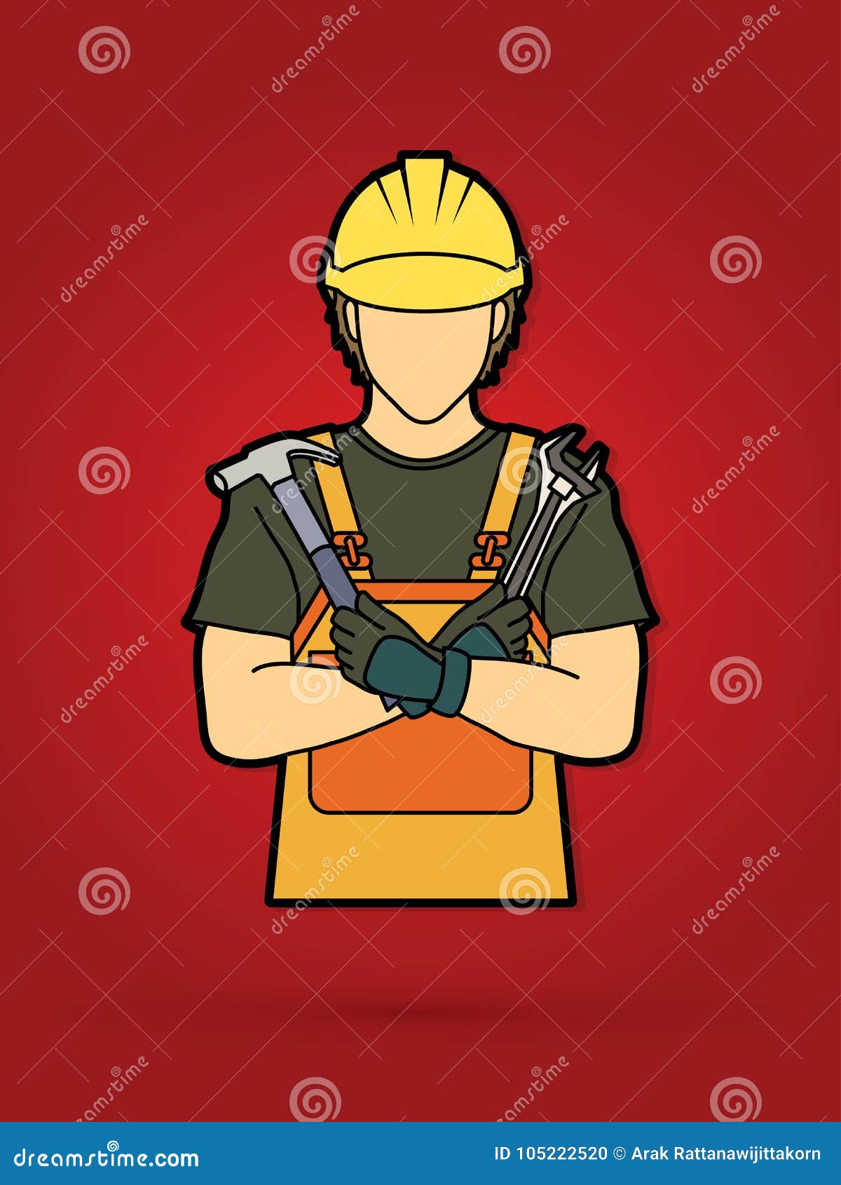 Engineer Cartoon Front View Graphic Vector Stock Vector - Illustration ...