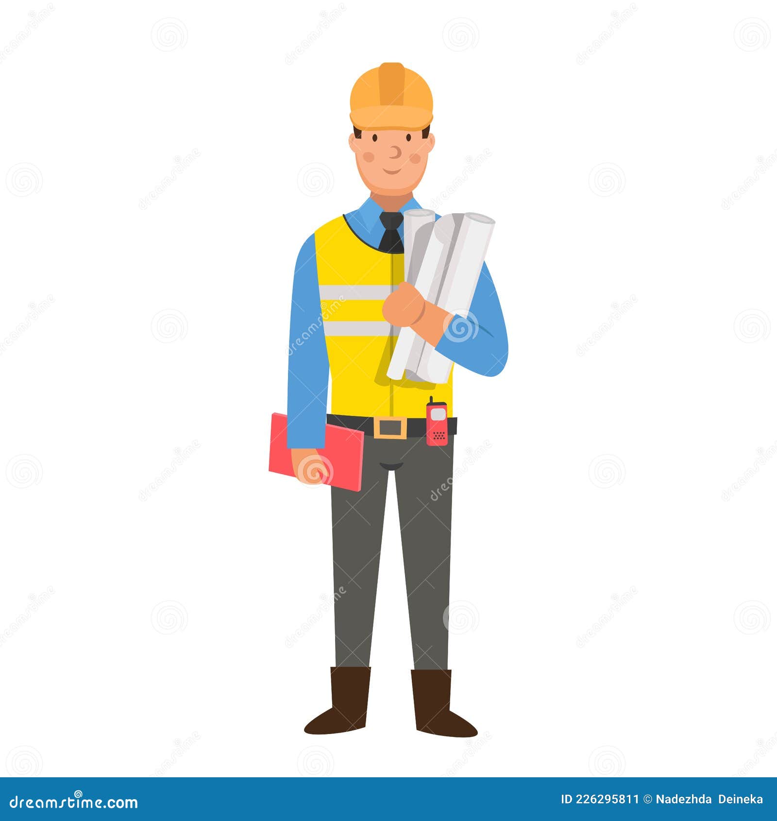 Cartoon Engineer in Helmet, Character for Children. Flat Vector ...