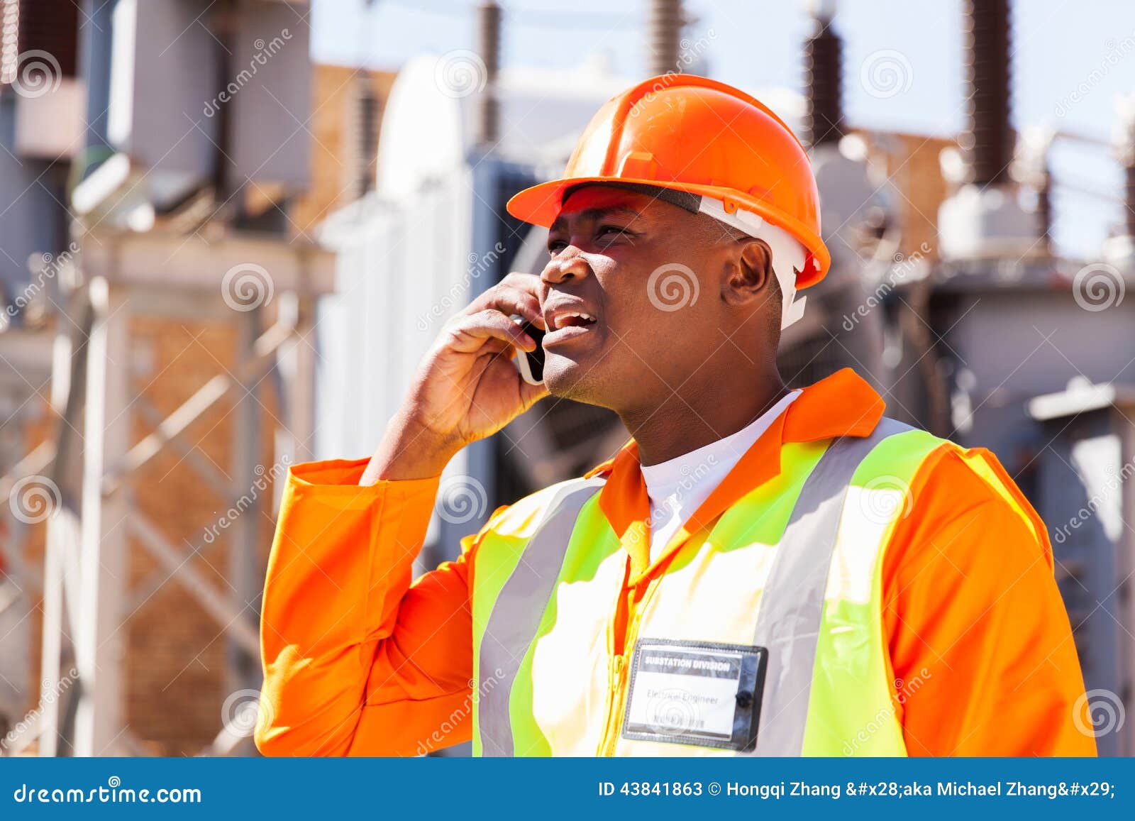 Engineer cell phone stock image. Image of modern, hardhat - 43841863