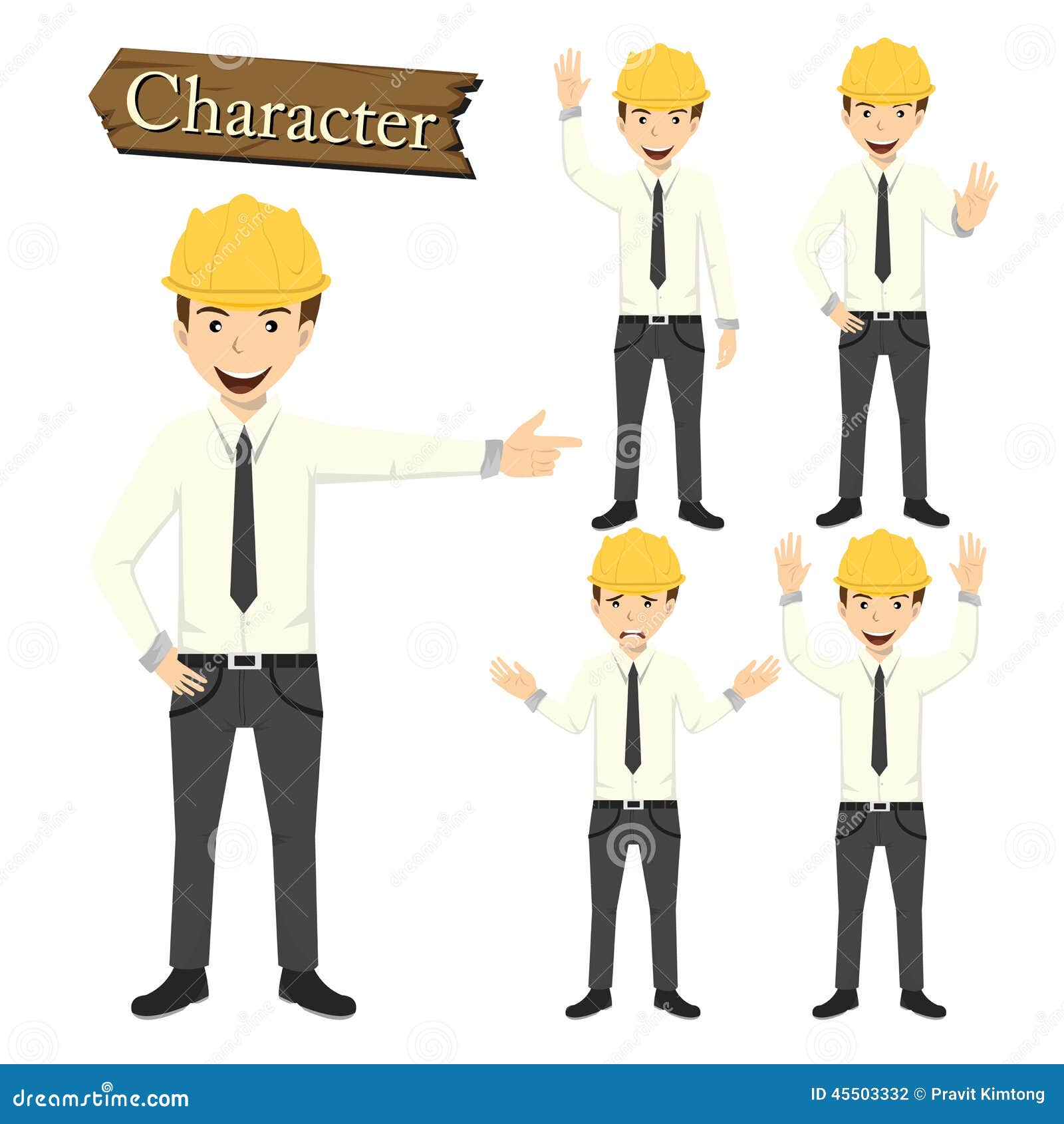 Engineer Character Set Vector Illustration Stock Vector - Illustration ...