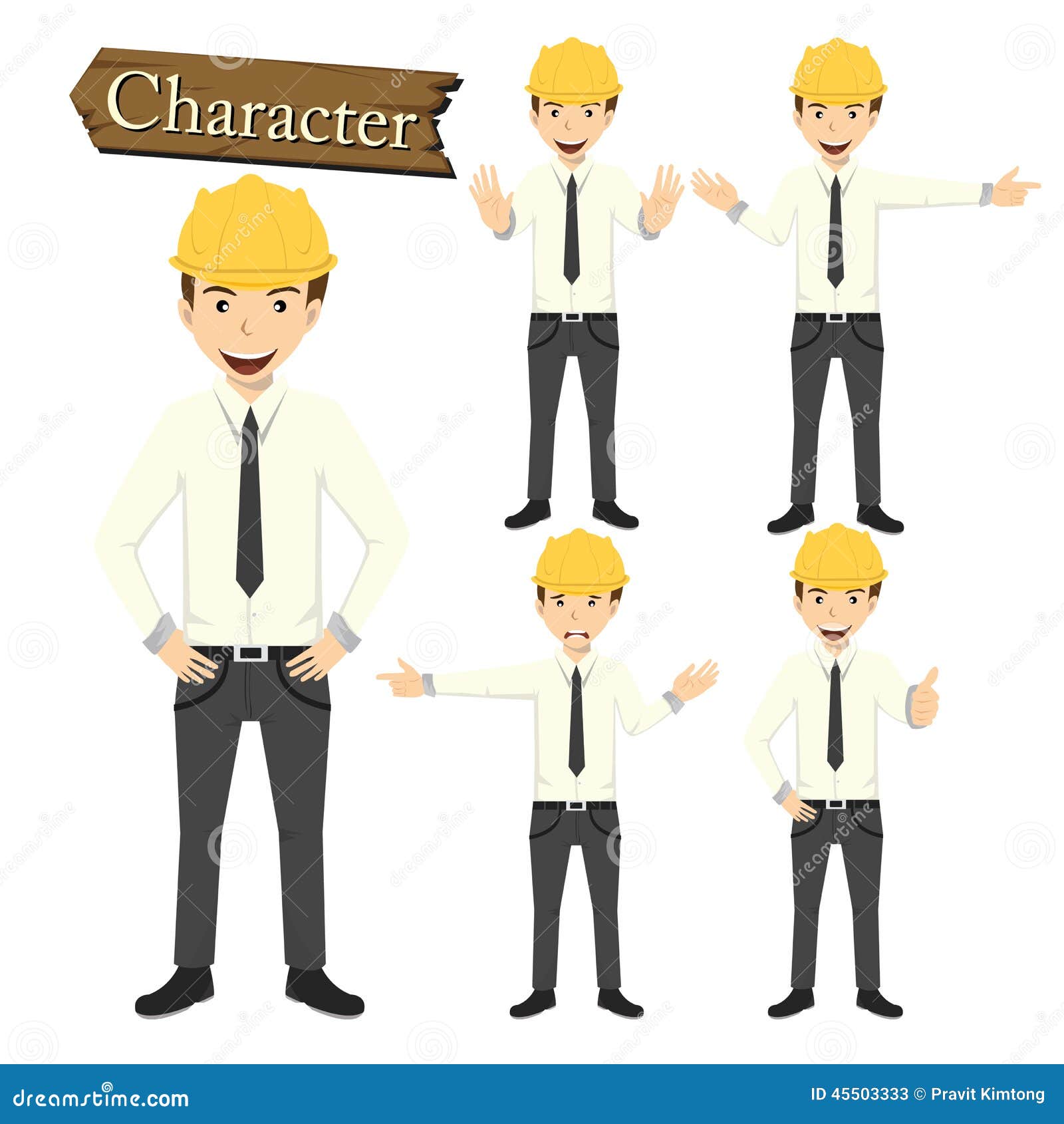Engineer Character Set Vector Illustration Stock Vector - Illustration ...