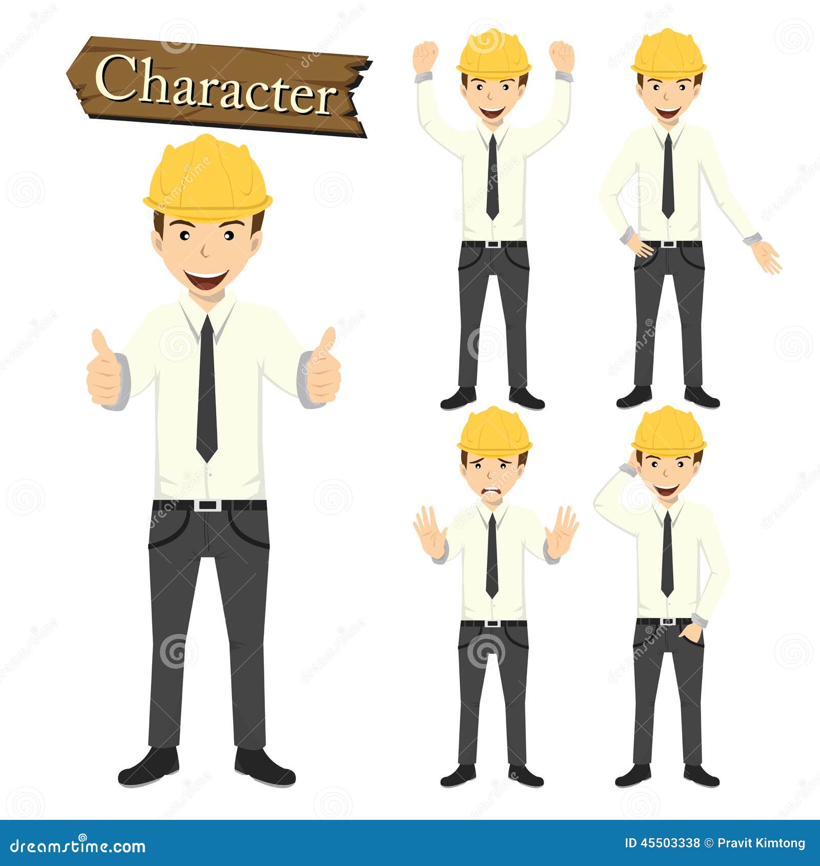 Engineer Character Set Vector Illustration Stock Vector - Illustration ...