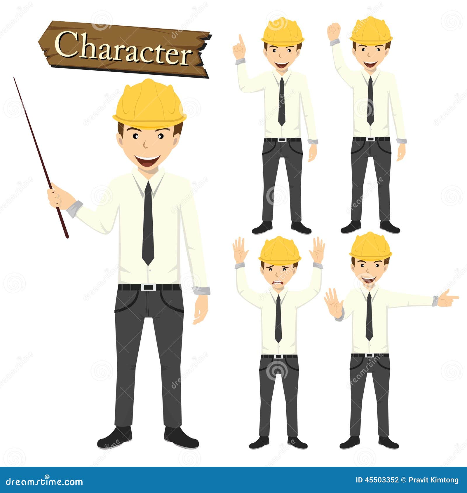 Engineer Character Set Vector Illustration Stock Vector - Illustration ...