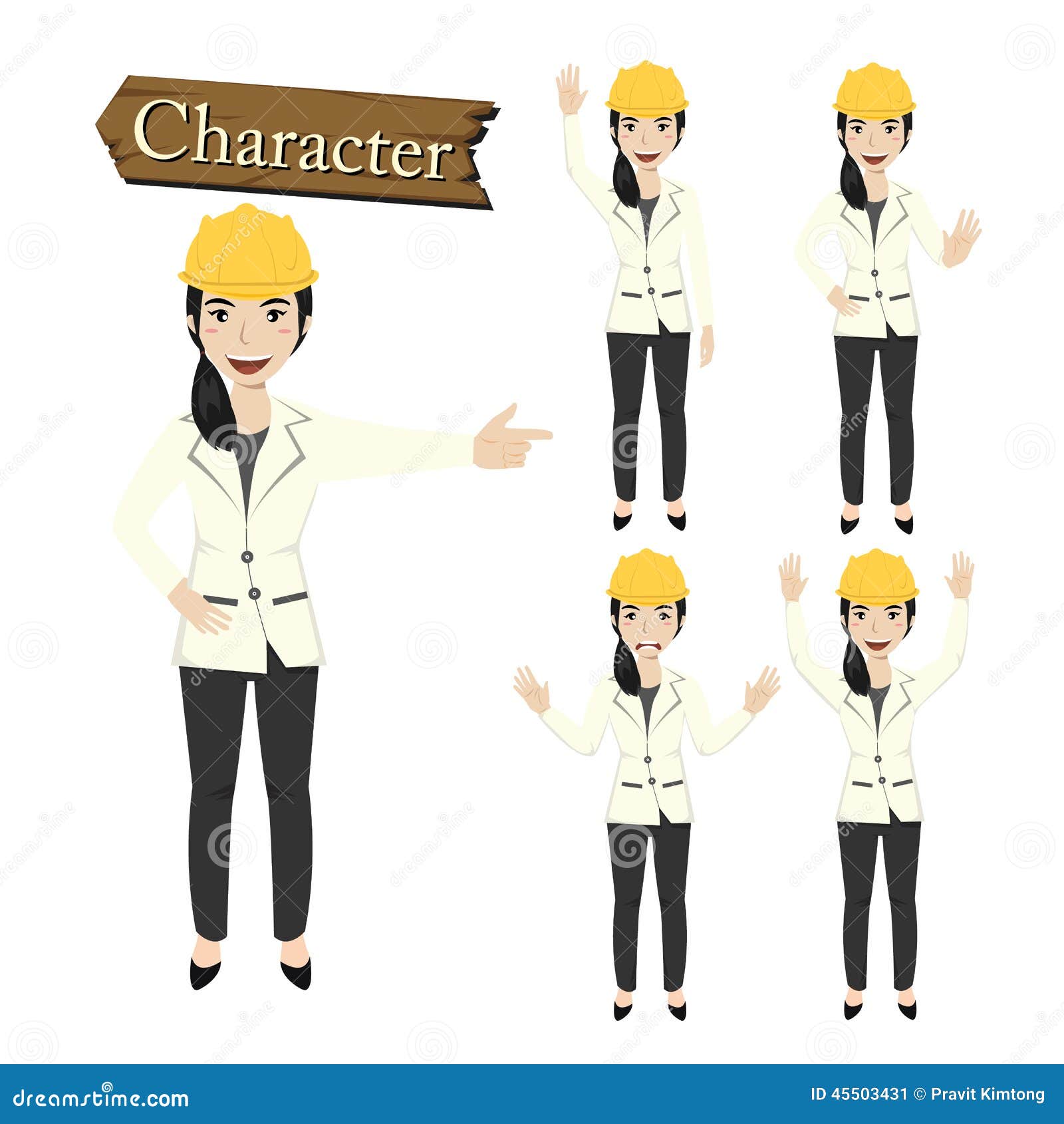 Engineer Character Set Vector Illustration Stock Vector - Illustration ...