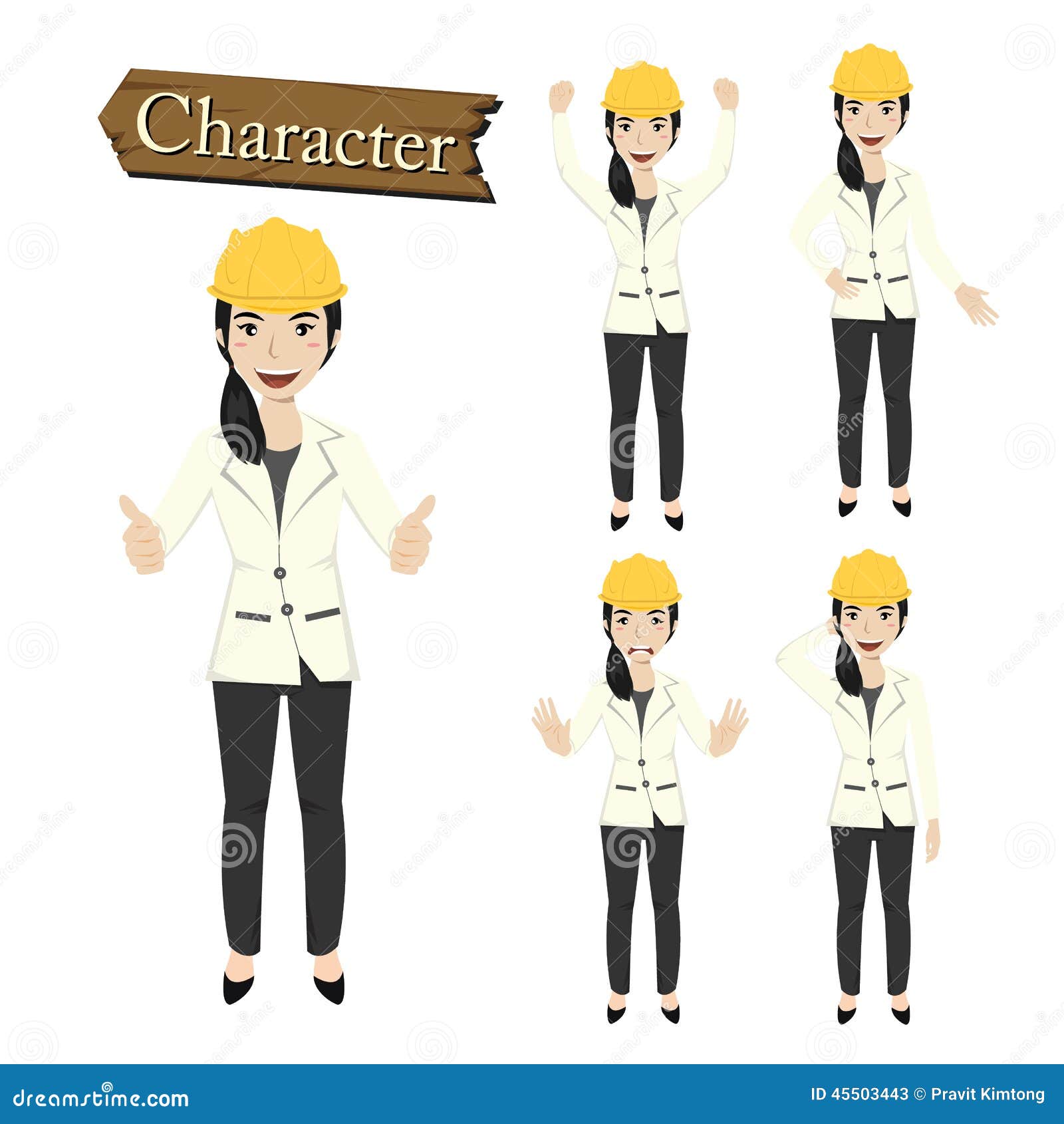 Engineer Character Set Vector Illustration Stock Vector - Illustration ...