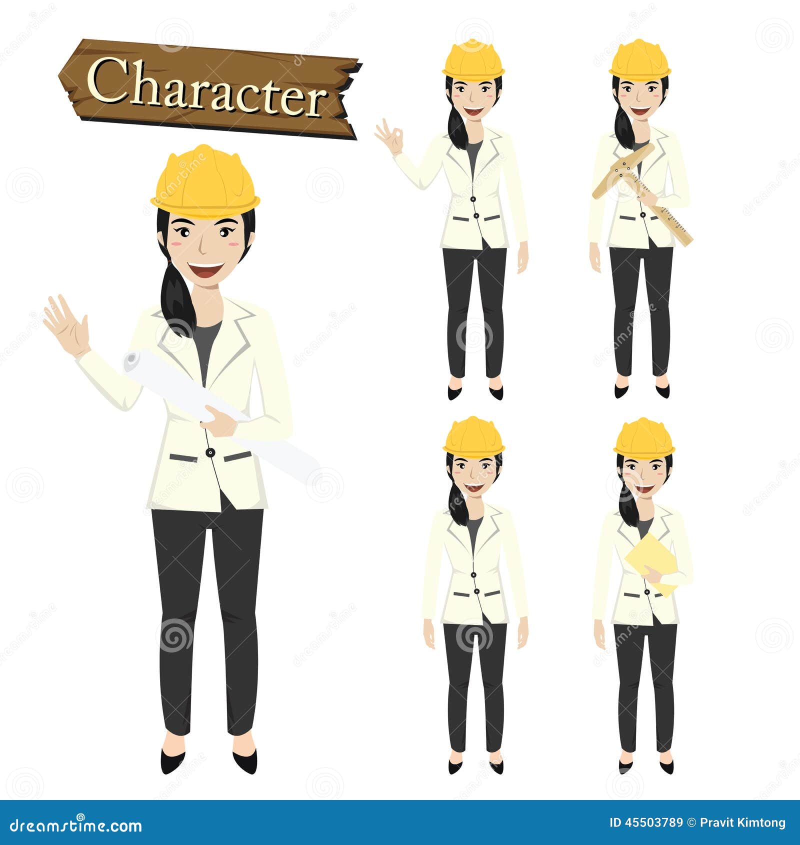 Engineer Character Set Vector Illustration Stock Vector - Illustration ...