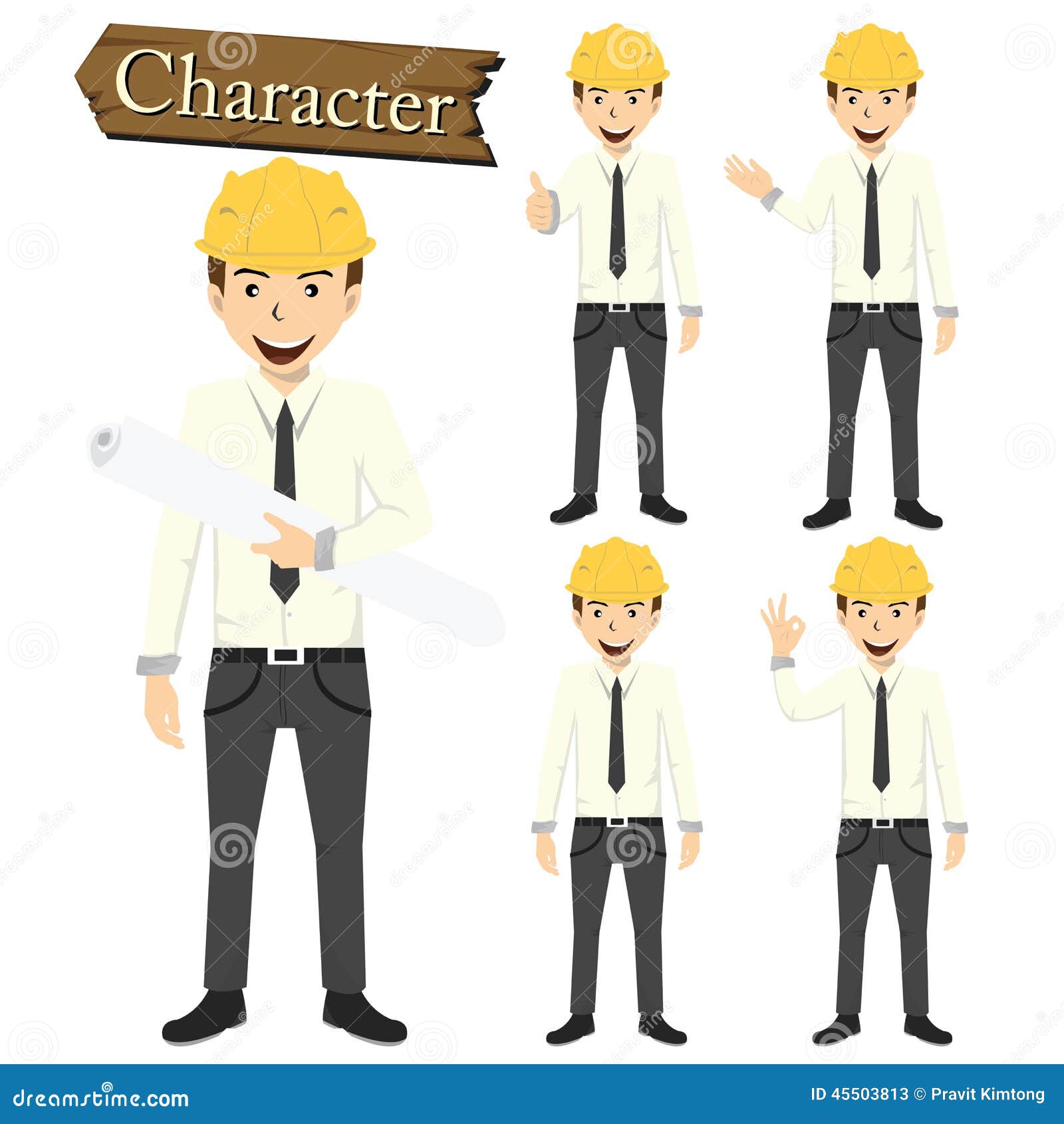 Engineer Character Set Vector Illustration Stock Vector - Illustration ...