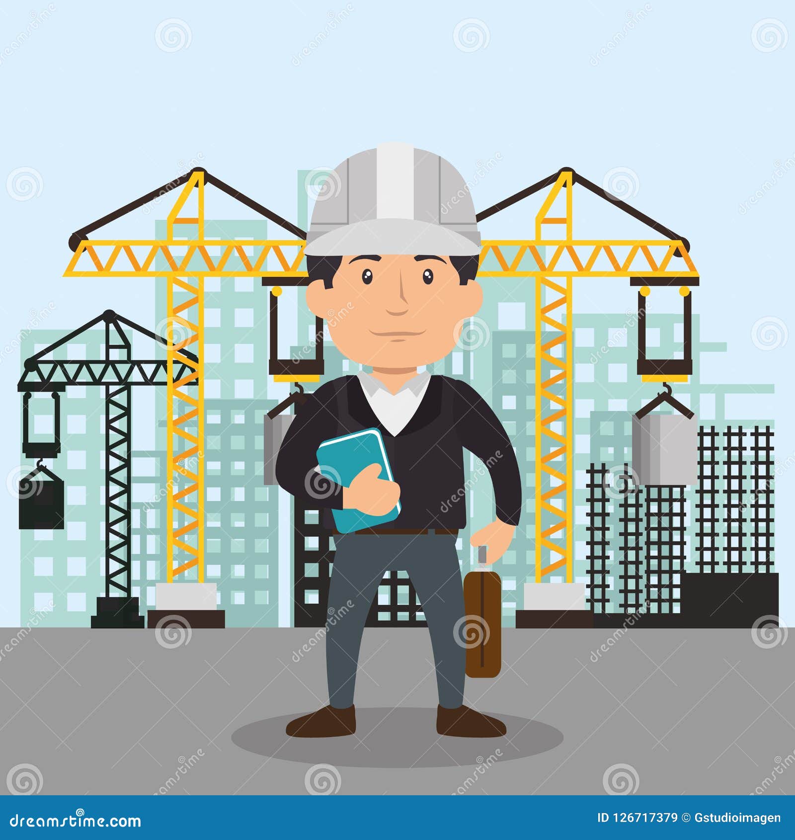 Engineer Character Working Icon Stock Vector - Illustration of ...