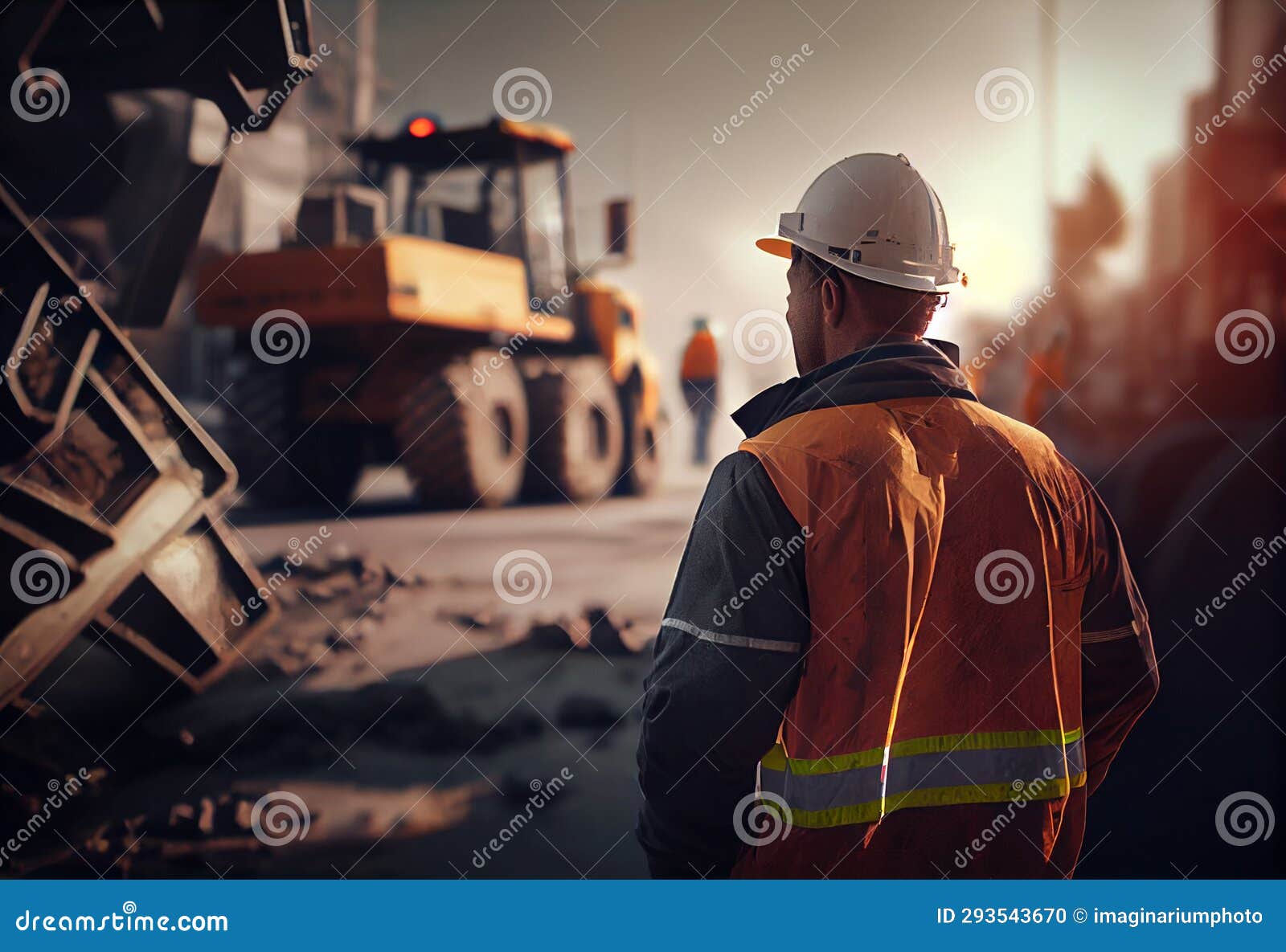 Engineer Checking Damaged Road Stock Illustration - Illustration of ...