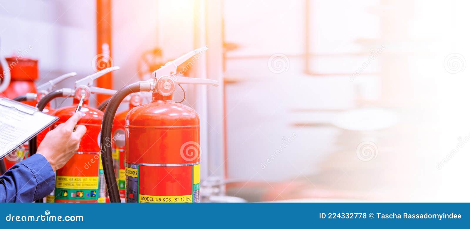 Engineer are Checking and Inspection a Fire Extinguishers Tank in the ...