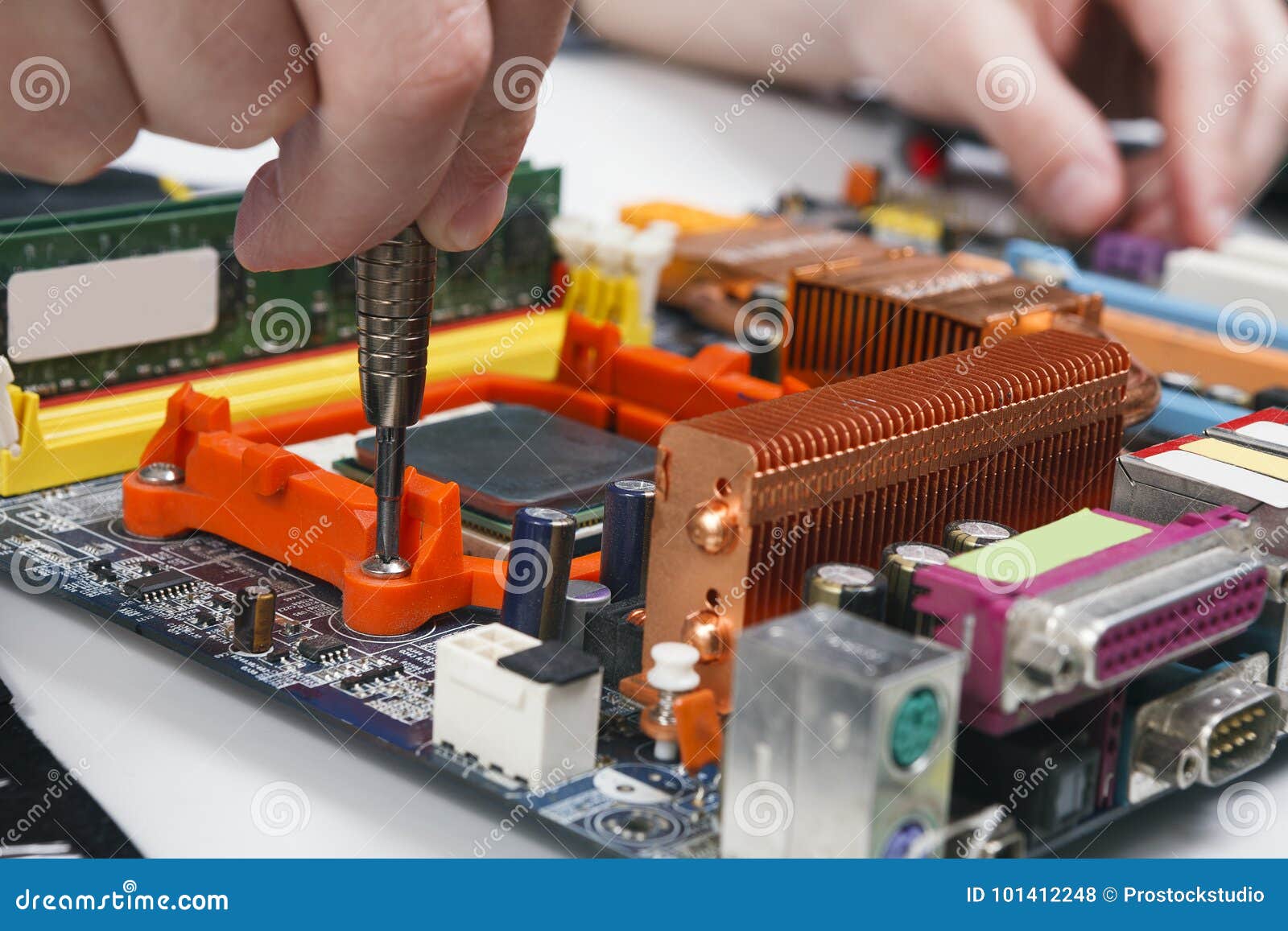 Engineer Checking Motherboard with Multimeter Stock Photo - Image of ...