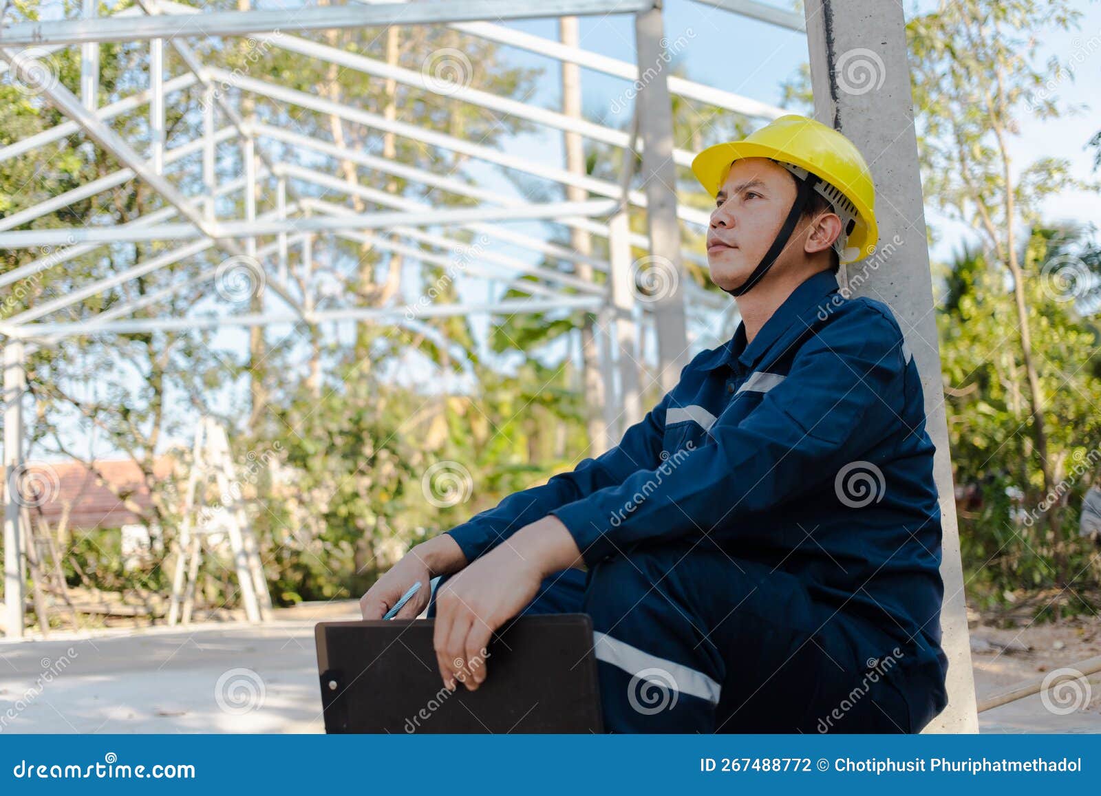 Engineer Checking Work at Construction Building. Stock Photo - Image of ...