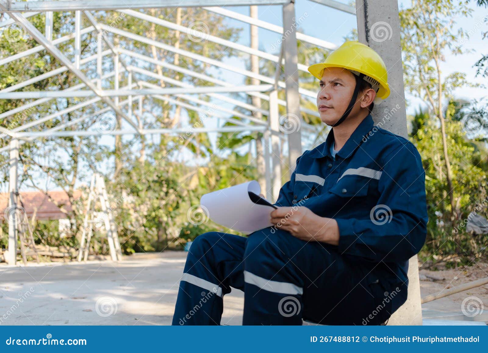 Engineer Checking Work at Construction Building. Stock Photo - Image of ...