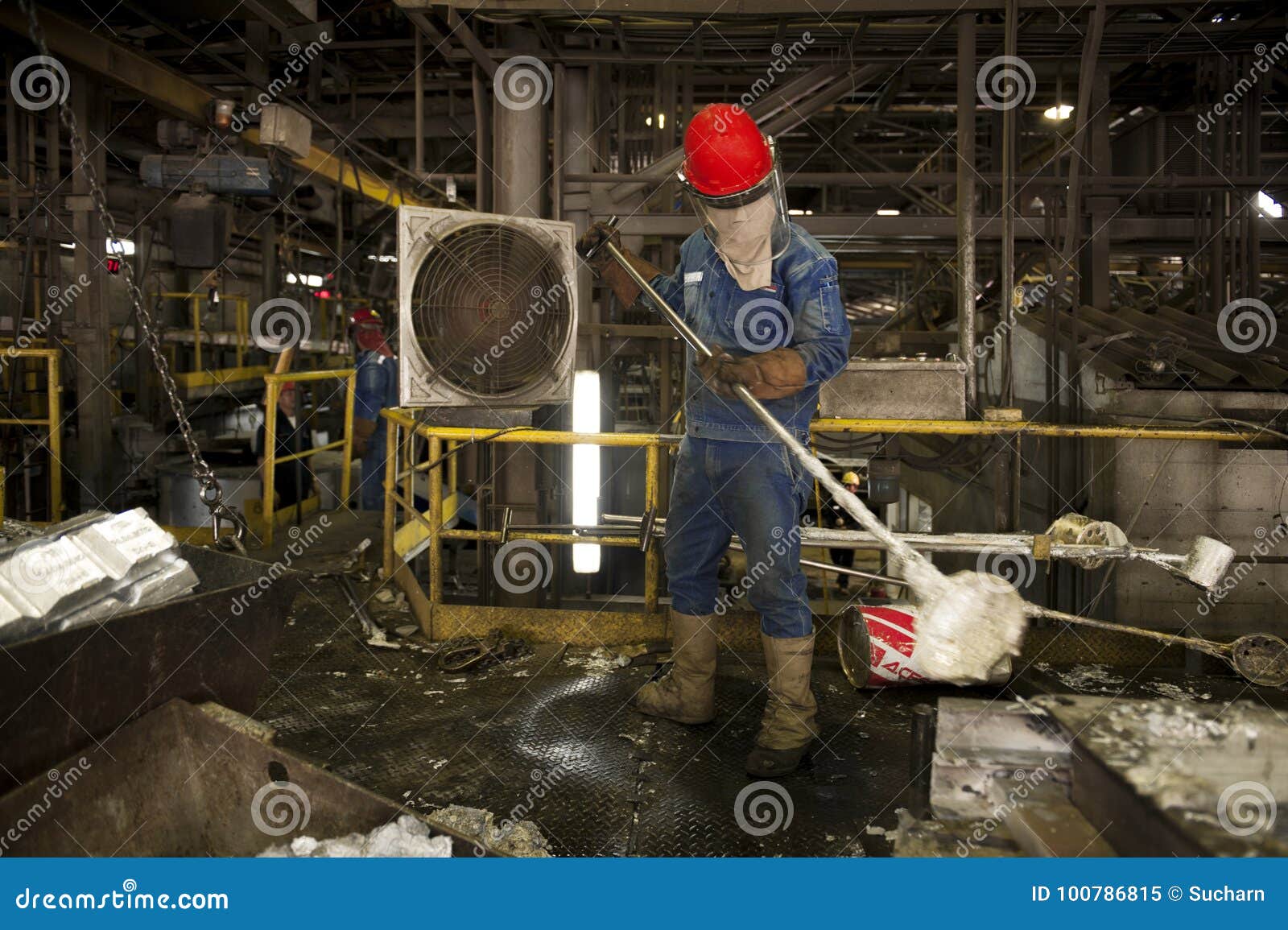 Engineer Cleaning Machine in Factory. Stock Image - Image of factory ...