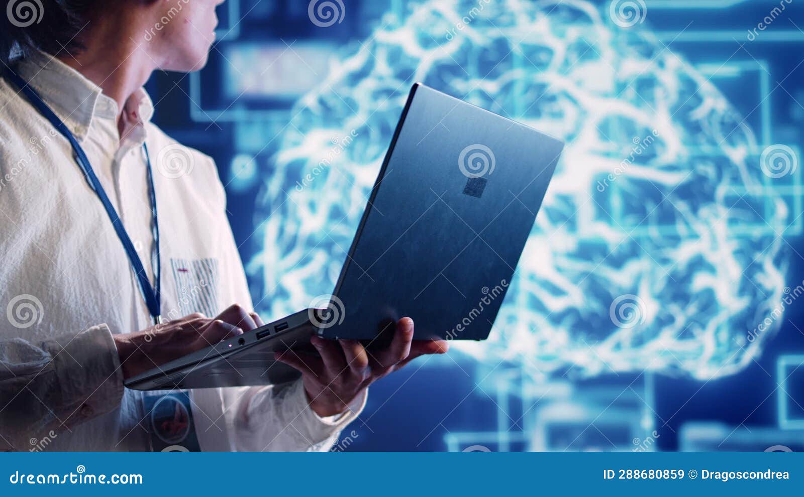 Admin Performing AI Simulation on Laptop Stock Video - Video of code, concept: 288680859