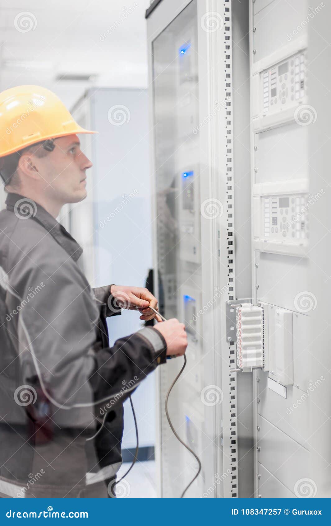 Engineer Commissioning Bay Control Unit. Engineering Department Stock ...