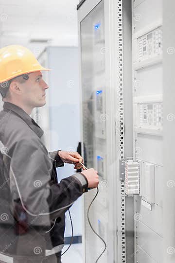 Engineer Commissioning Bay Control Unit. Engineering Department Stock ...