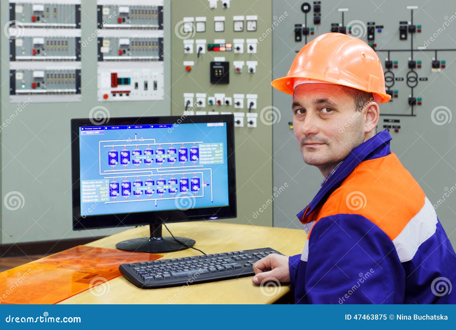 Engineer at the computer stock image. Image of mature - 47463875