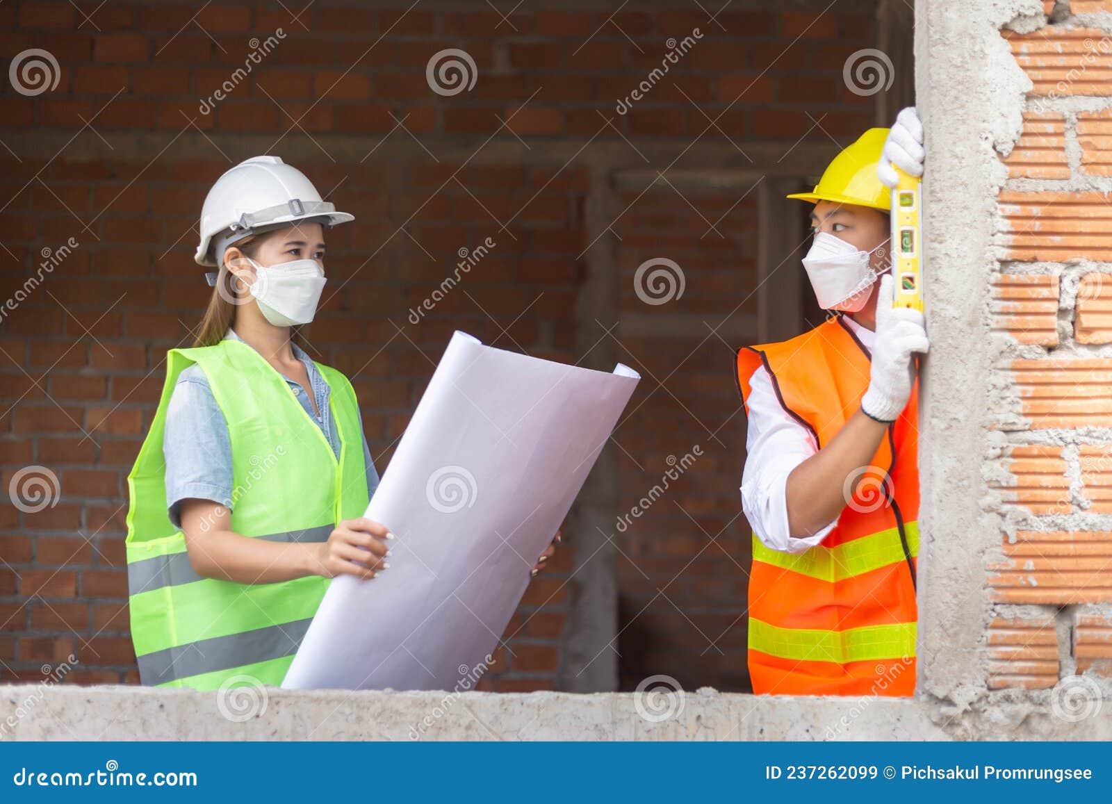 Engineer Concept the Female Constructor Holding the Building Scheme ...