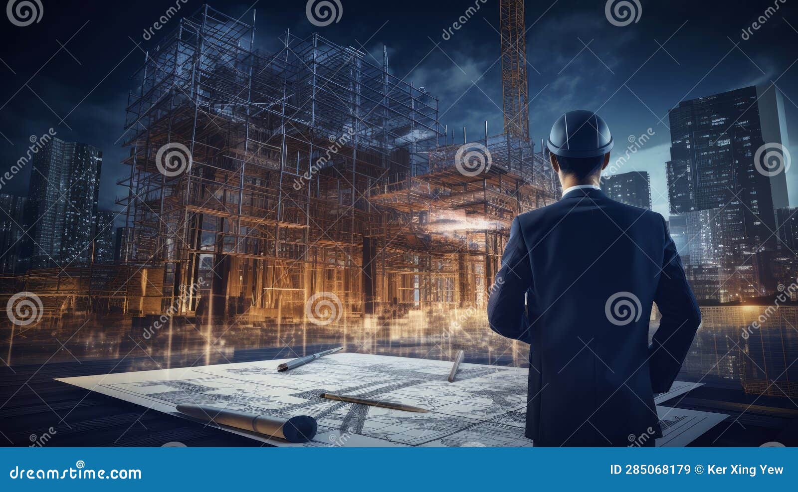 Engineer Conducting Structural Analysis of a Building. Stock ...