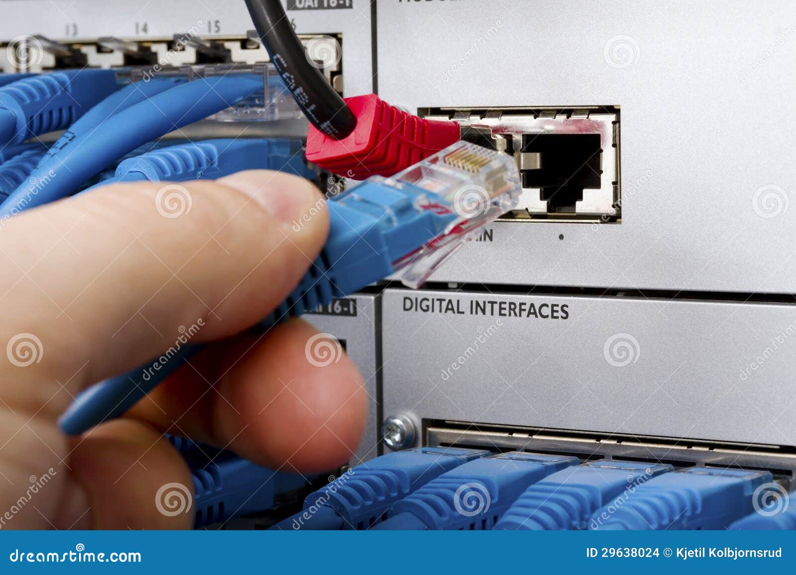 Engineer Connecting Telecom Cable Stock Photo - Image of digital, gray ...