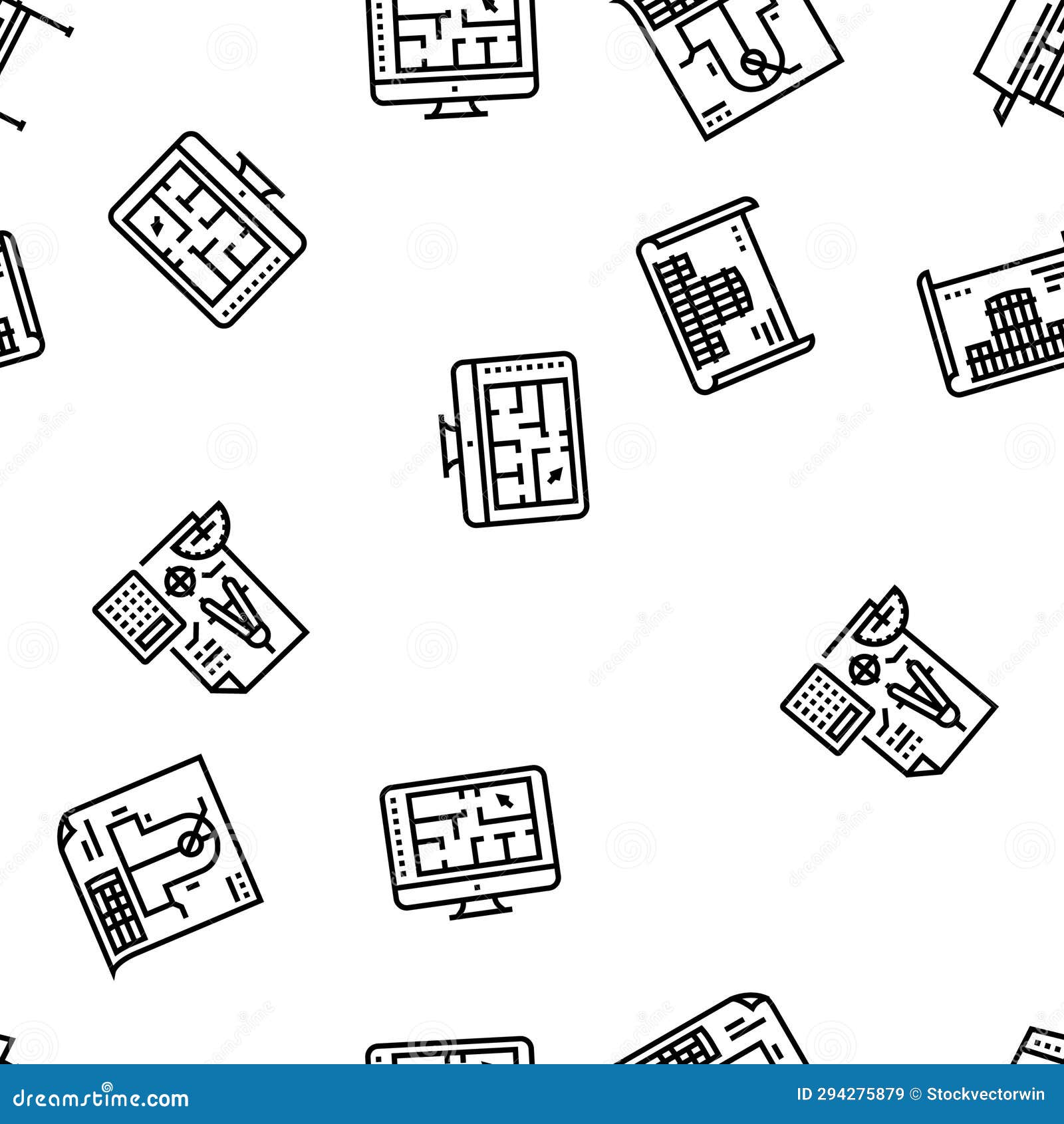 Engineer Construction Architect Vector Seamless Pattern Stock ...