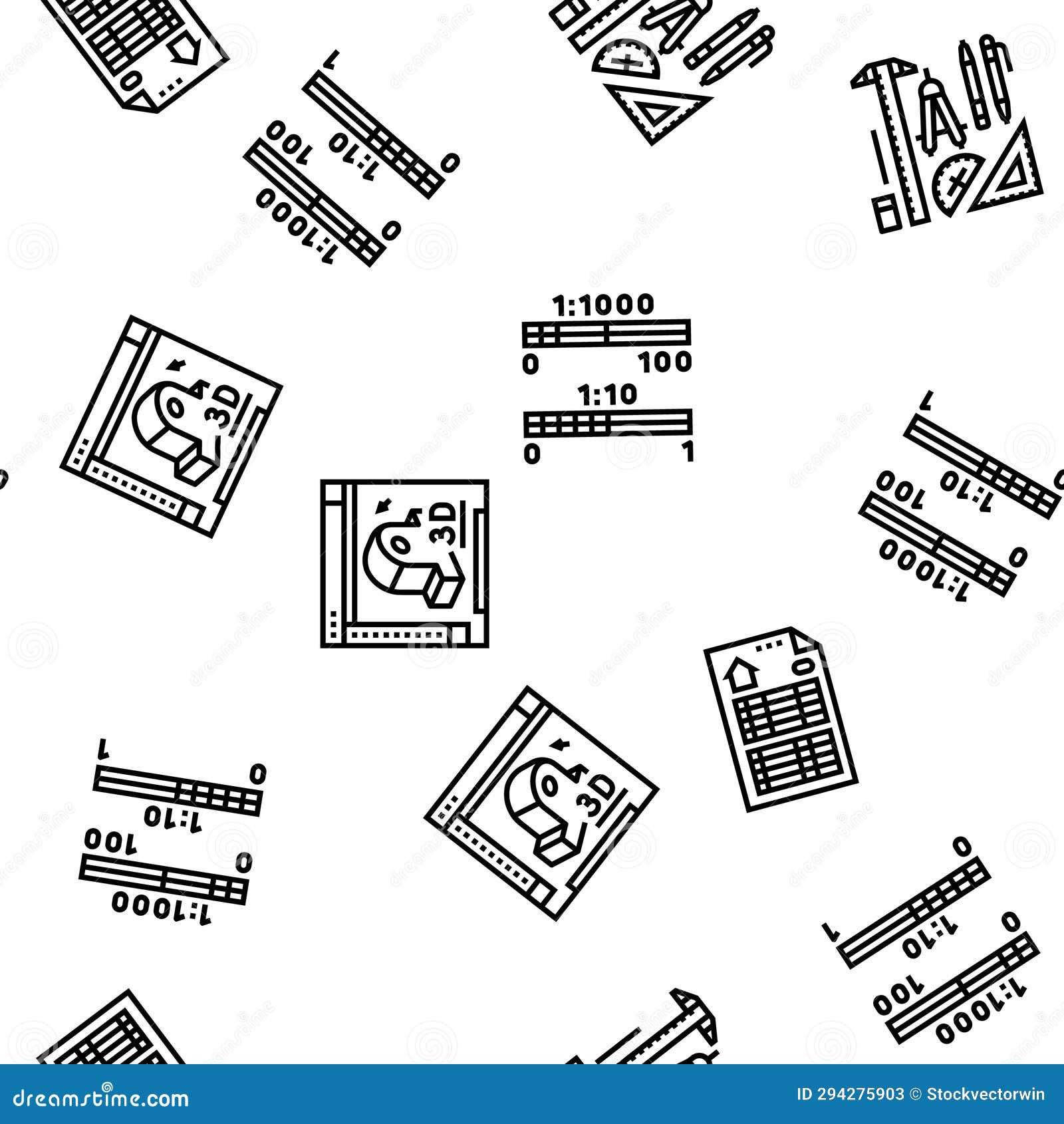 Engineer Construction Architect Vector Seamless Pattern Stock Vector ...