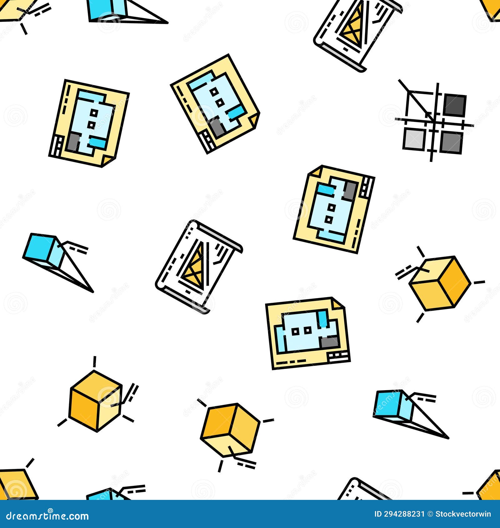 Engineer Construction Architect Vector Seamless Pattern Stock Vector ...
