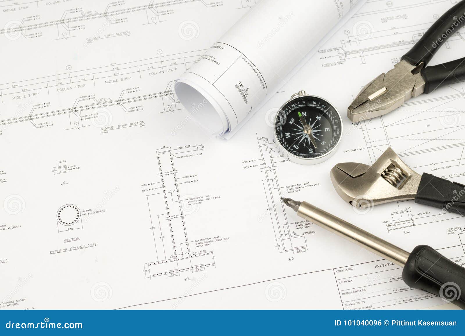 Engineer Construction Business Work Concept : Engineering Blueprint ...