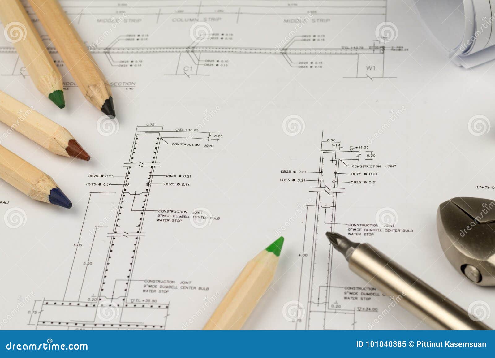 Engineer Construction Business Work Concept : Engineering Blueprint ...